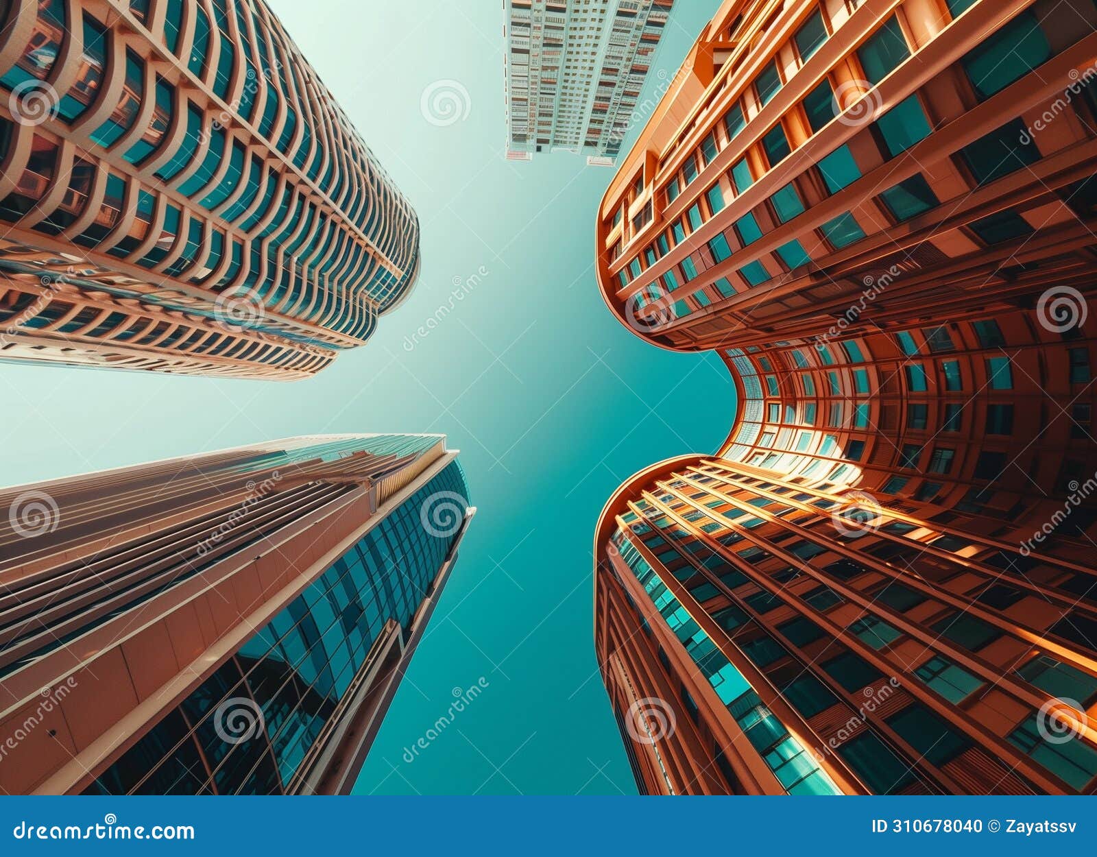 Blue Sky High Rise Building Wavy Shapes Stock Photo - Image of ...
