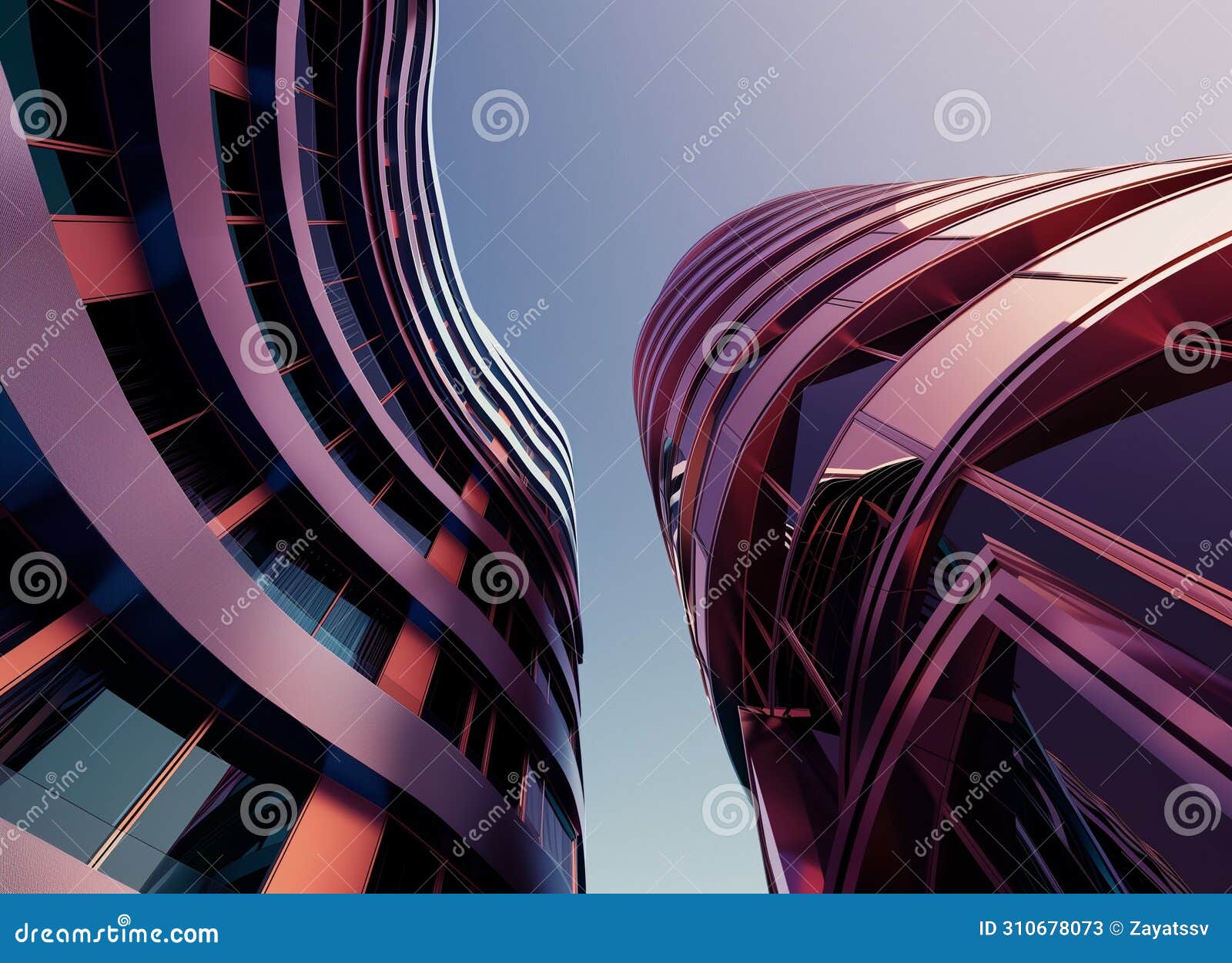 Blue Sky High Rise Building Wavy Shapes Stock Image - Image of center ...