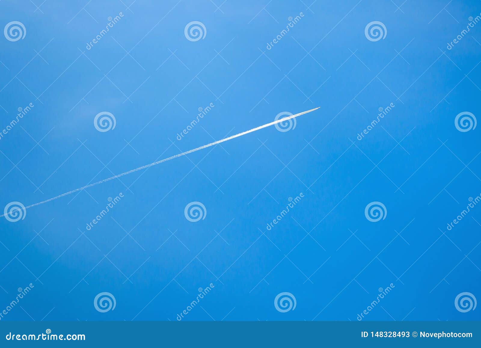 Blue sky with jet trail stock image. Image of high, journey - 148328493