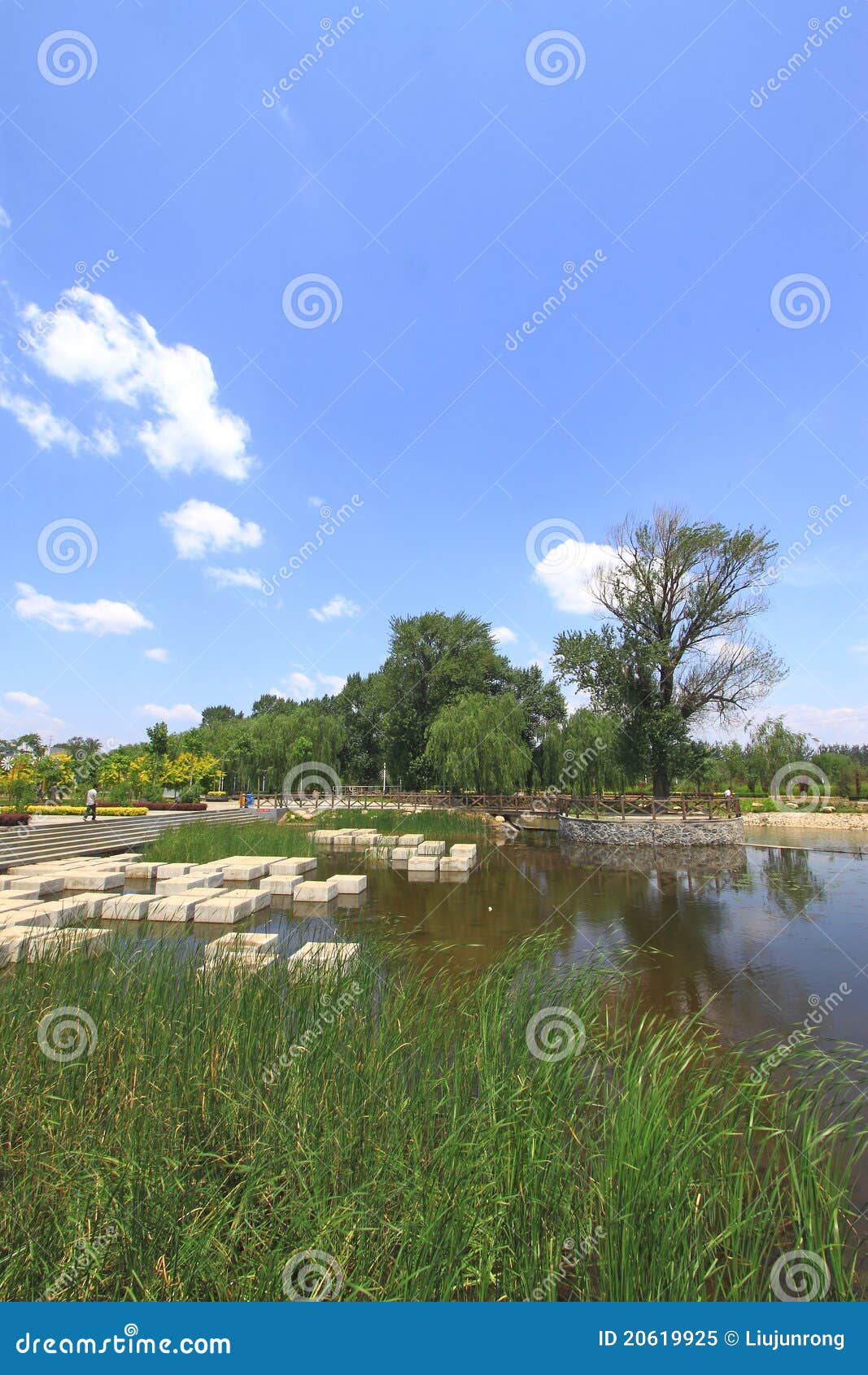 Blue Sky and Landscape Architecture Stock Image - Image of wide, green ...