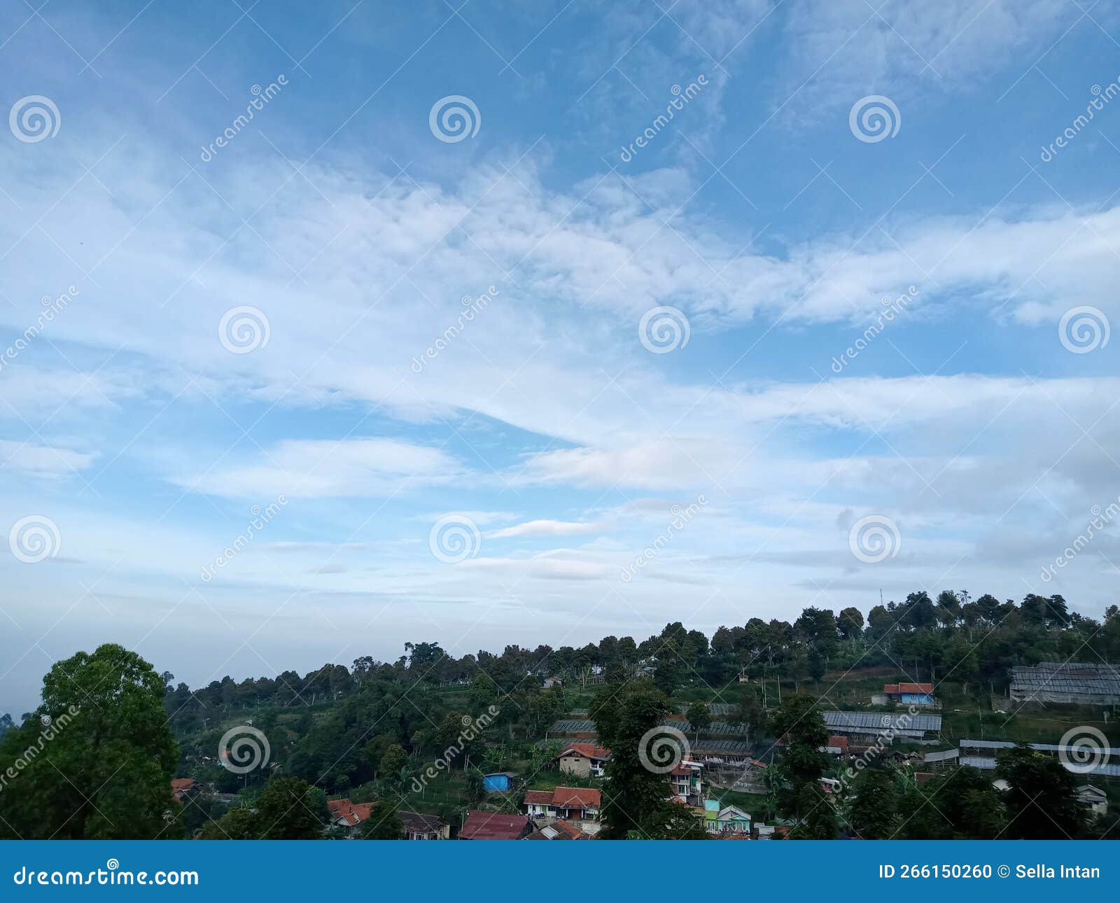 Blue sky in lembang stock photo. Image of tree, rooftops - 266150260