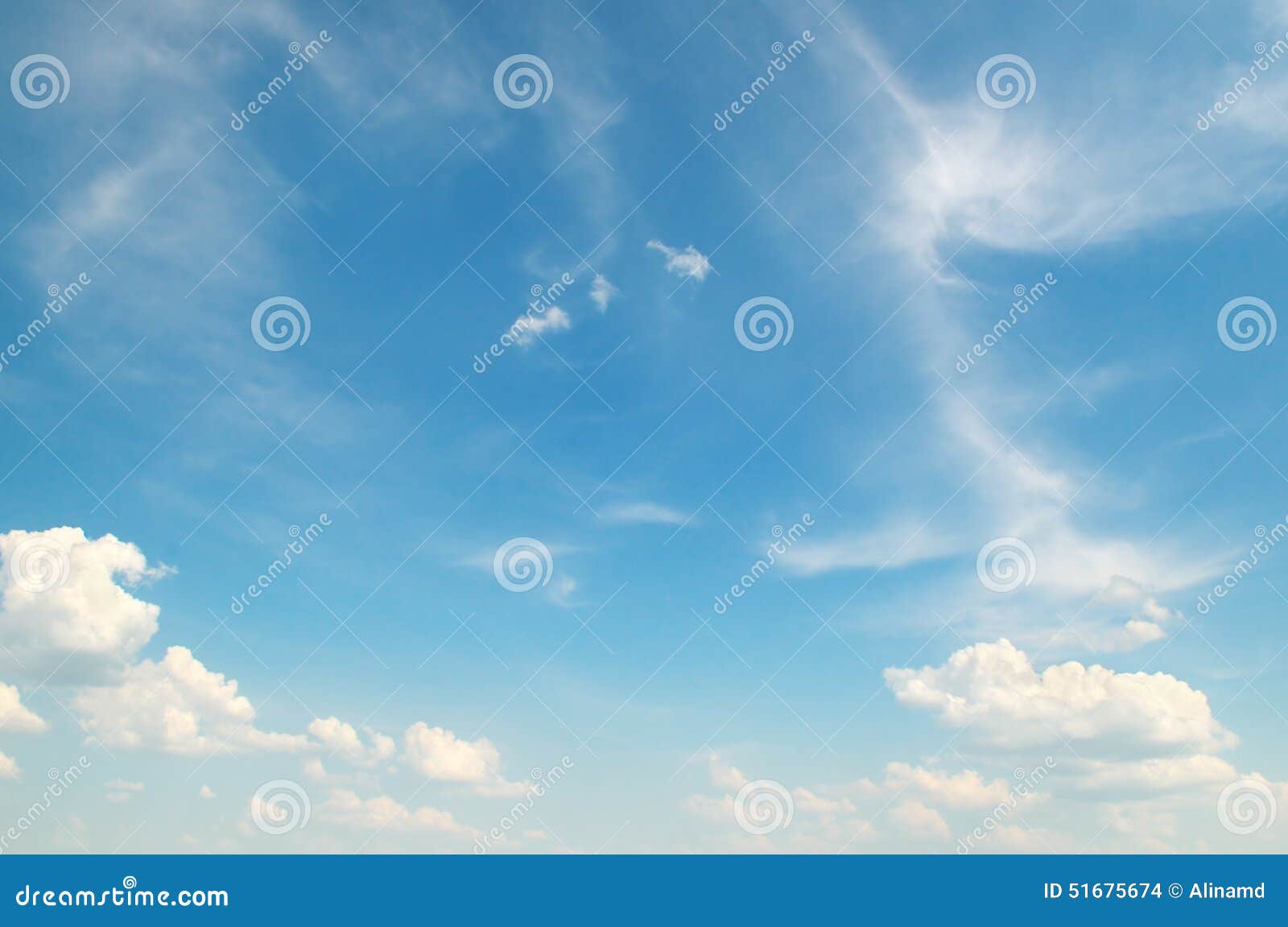 Blue sky with light clouds stock photo. Image of background - 51675674