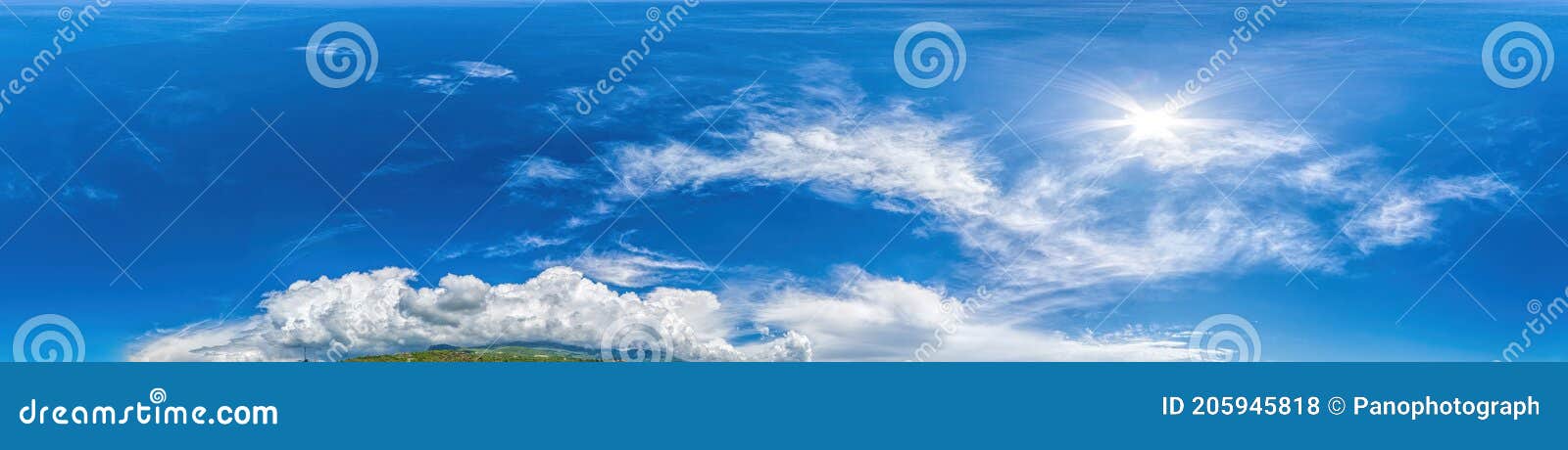 Blue Sky with Light Clouds Seamless Panorama in Spherical ...