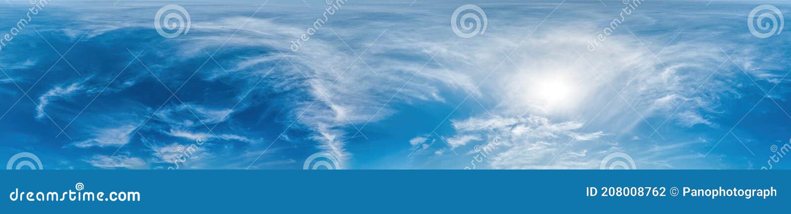 Blue Sky with Light Clouds Seamless Panorama in Spherical ...