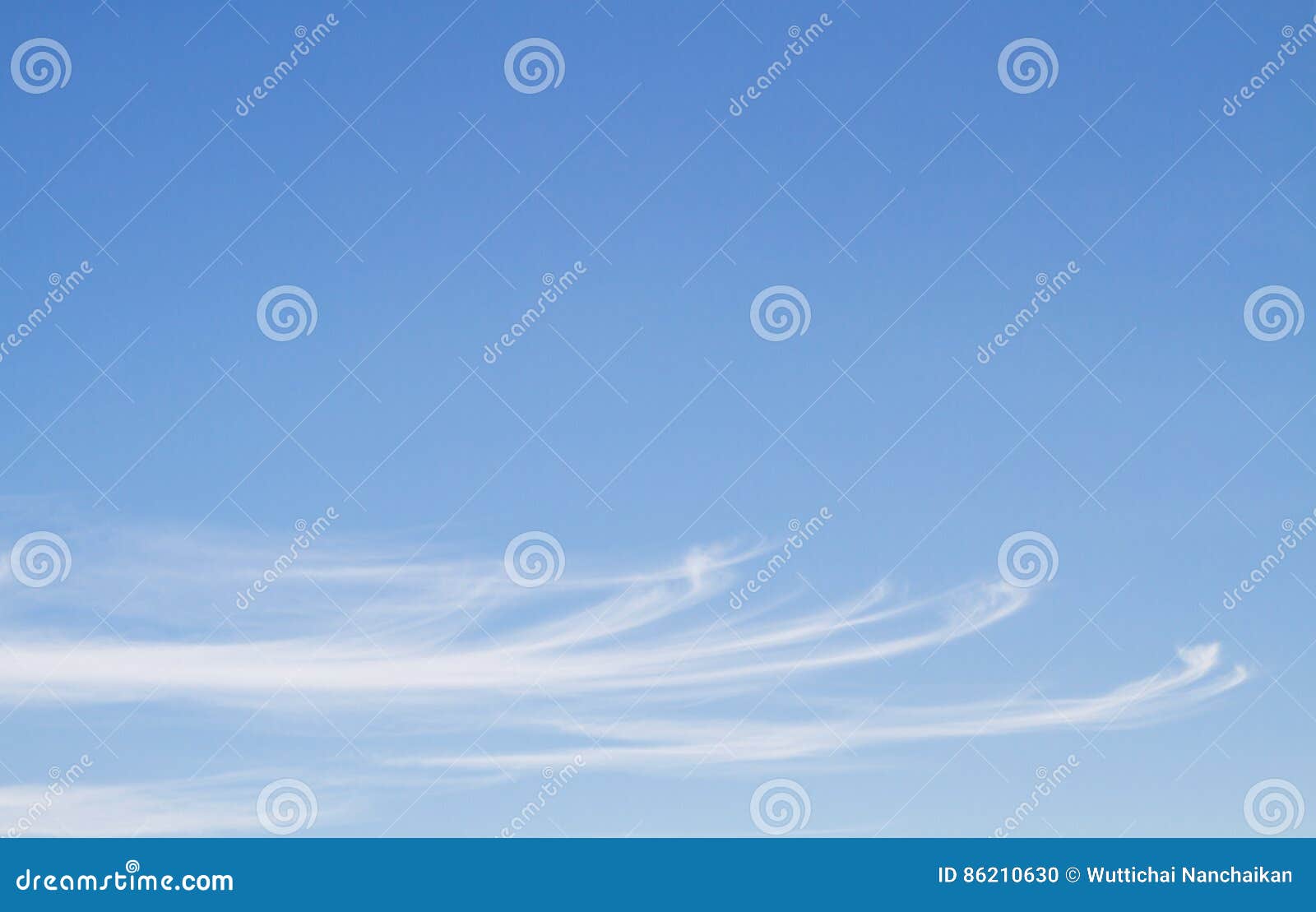 Blue sky with line clouds stock photo. Image of summer - 86210630