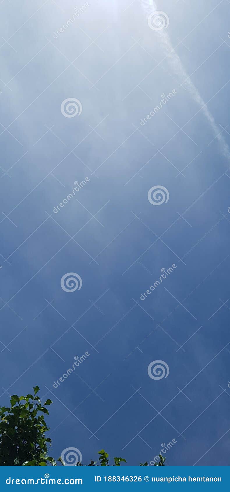 Blue sky and line clouds stock photo. Image of reflection - 188346326