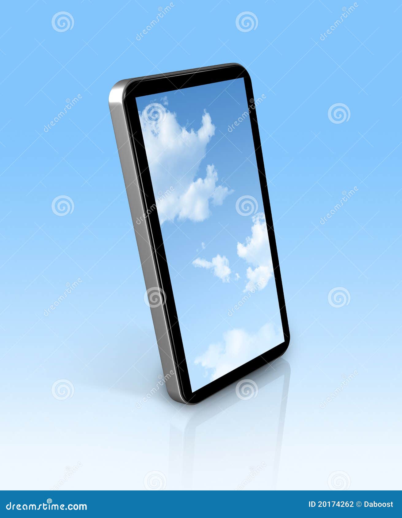 Blue sky in a mobile phone stock illustration. Illustration of digital ...