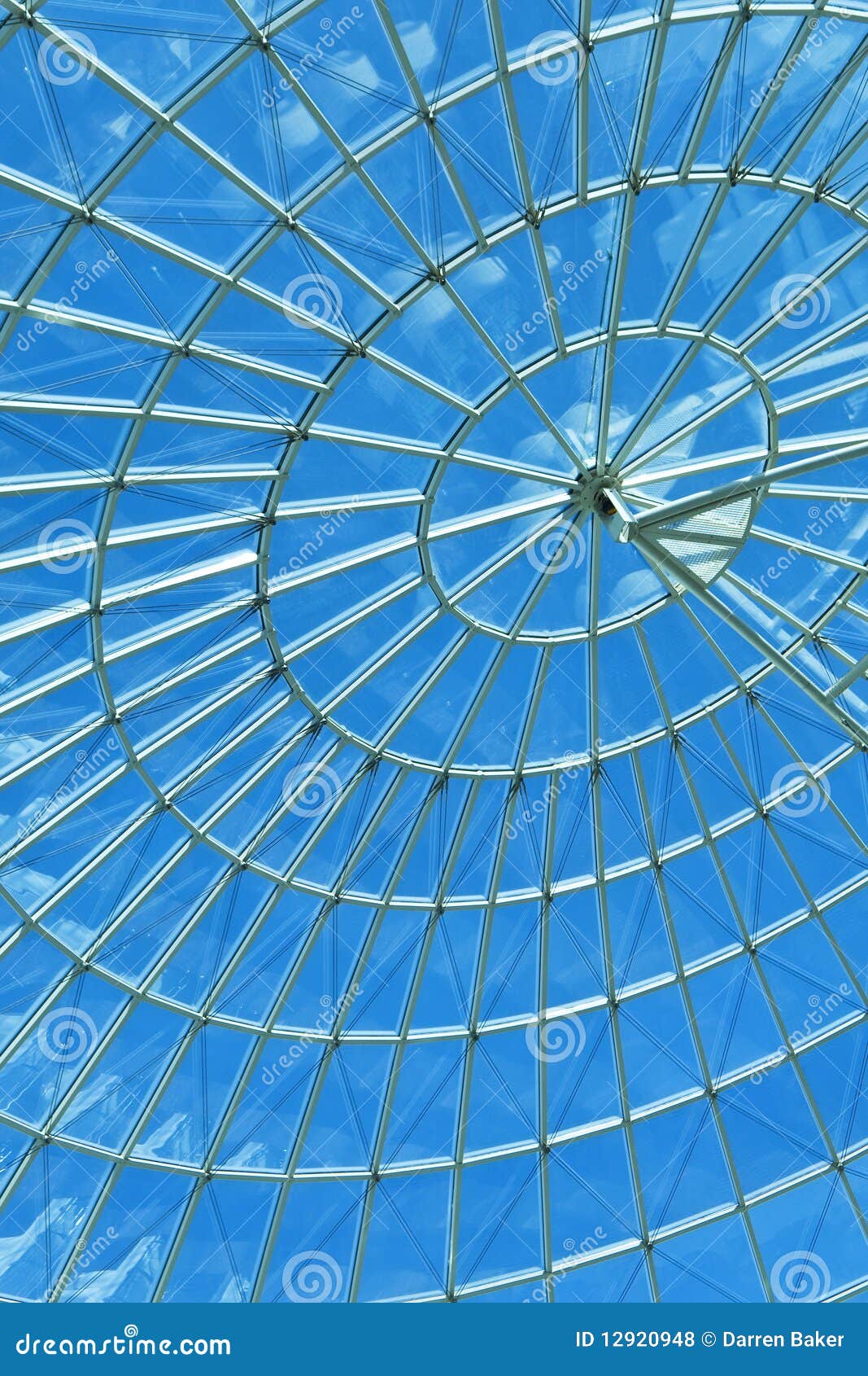 Blue Sky through Modern Round Spiral Window Stock Photo - Image of ...