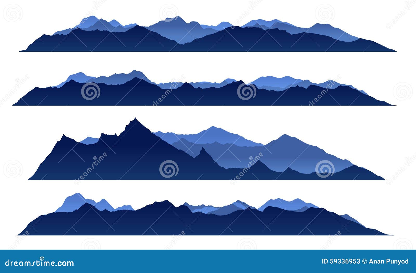 Blue Sky Mountain View Set Vector Design Stock Vector - Illustration of ...