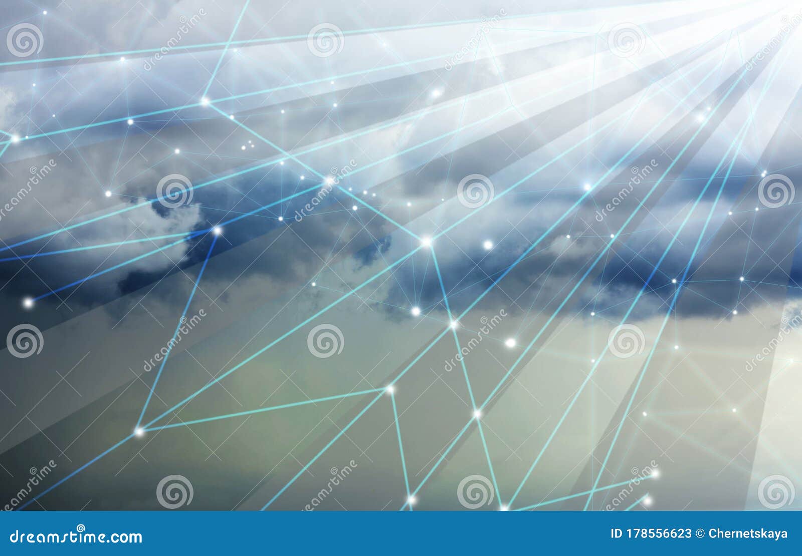 Sky and Network Connection Lines. Cloud Technology Stock Illustration ...