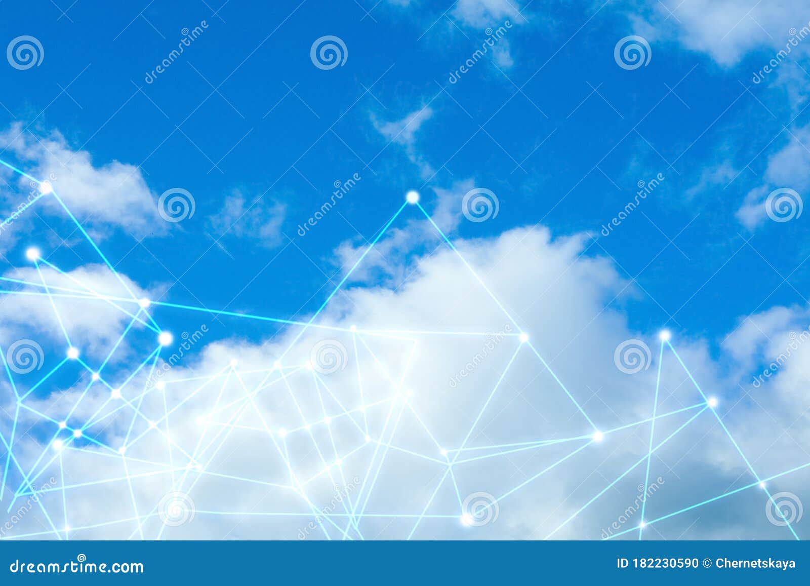 Sky and Network Connection Lines. Cloud Technology Stock Photo - Image ...