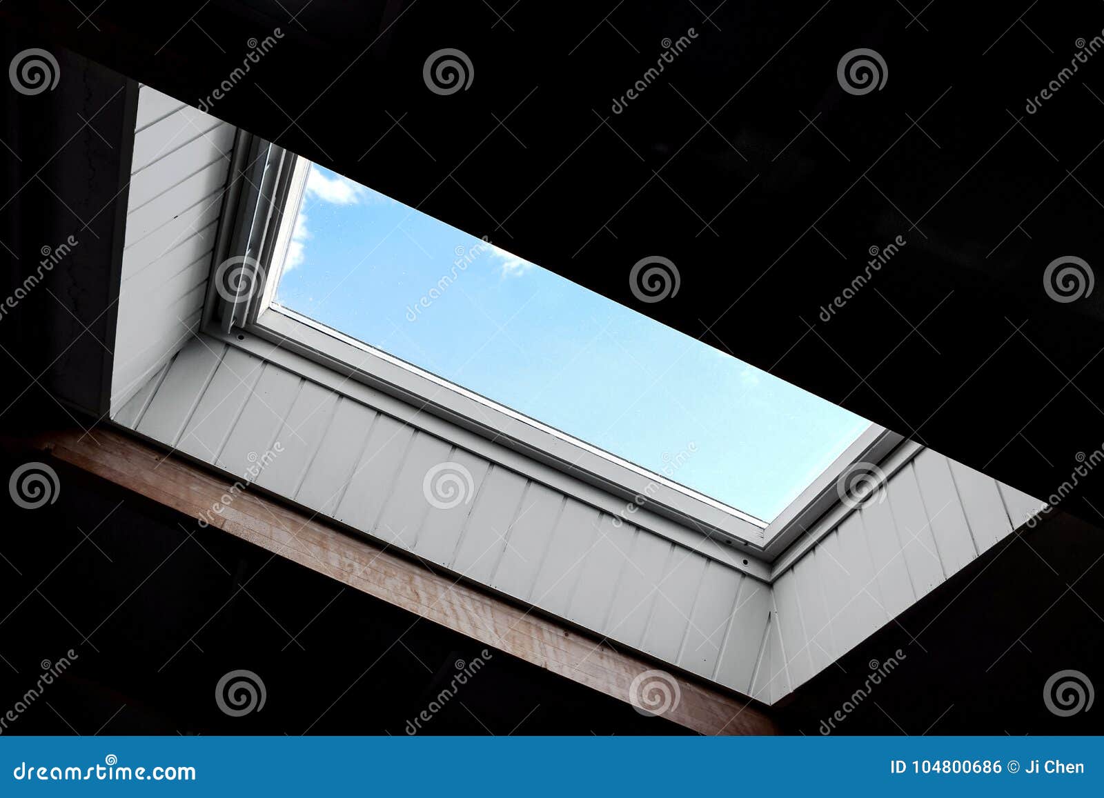 Blue Sky Outside Window on Ceiling Stock Photo - Image of window, white ...