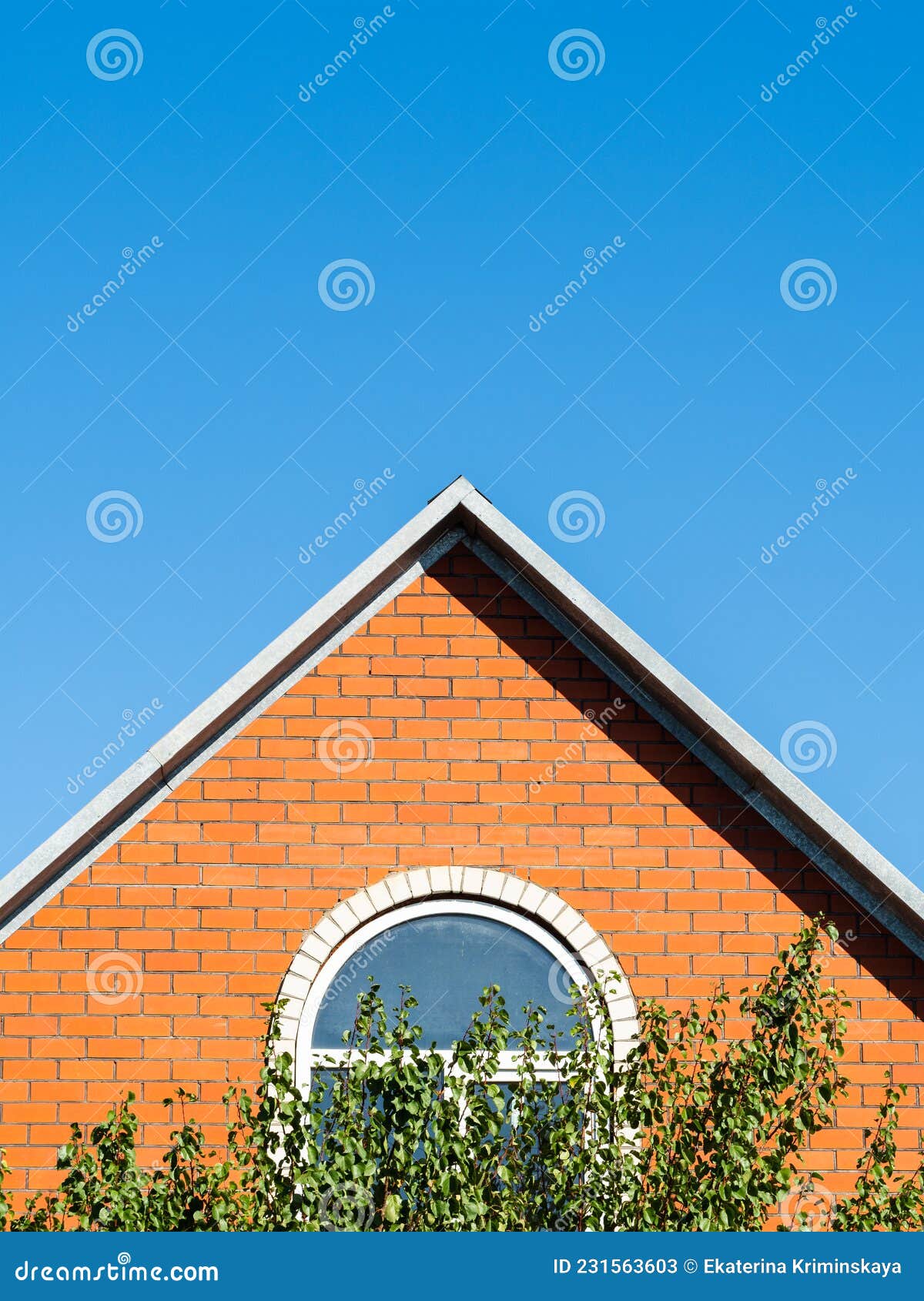 Blue Sky Over Brick Gable Wall Of Cottage Royalty-Free Stock ...