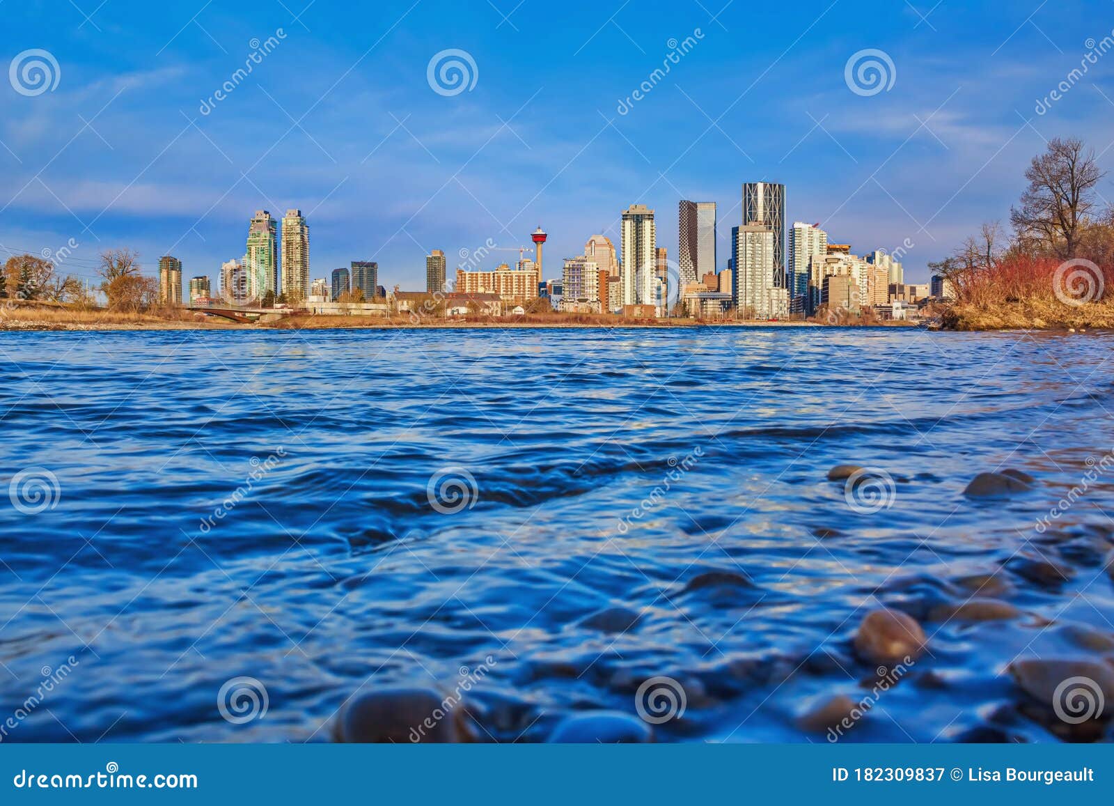 Blue Sky Over the Downtown Calgary Skyline Stock Image - Image of ...