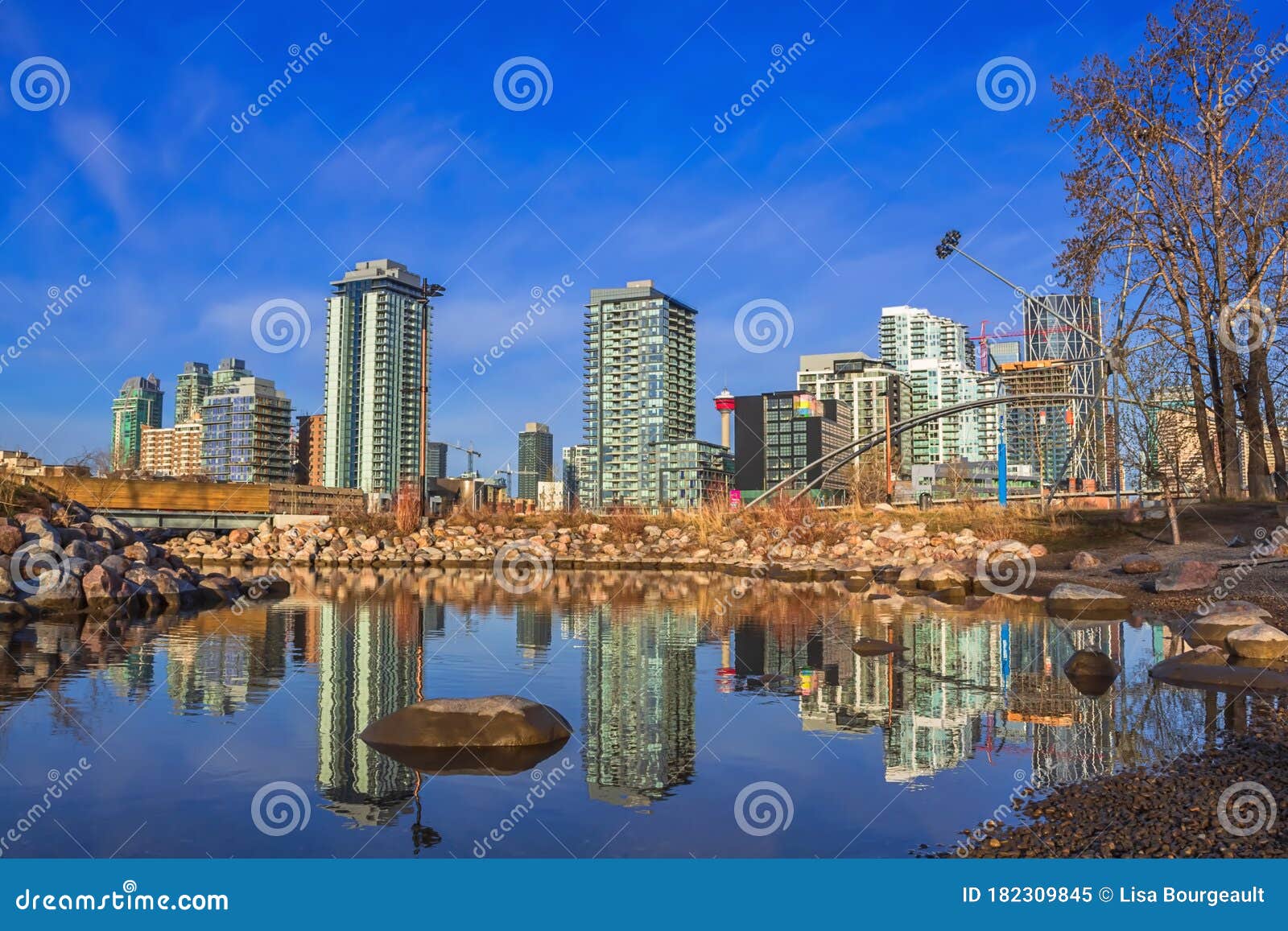 Blue Sky Over the Downtown Calgary Skyline Stock Image - Image of ...