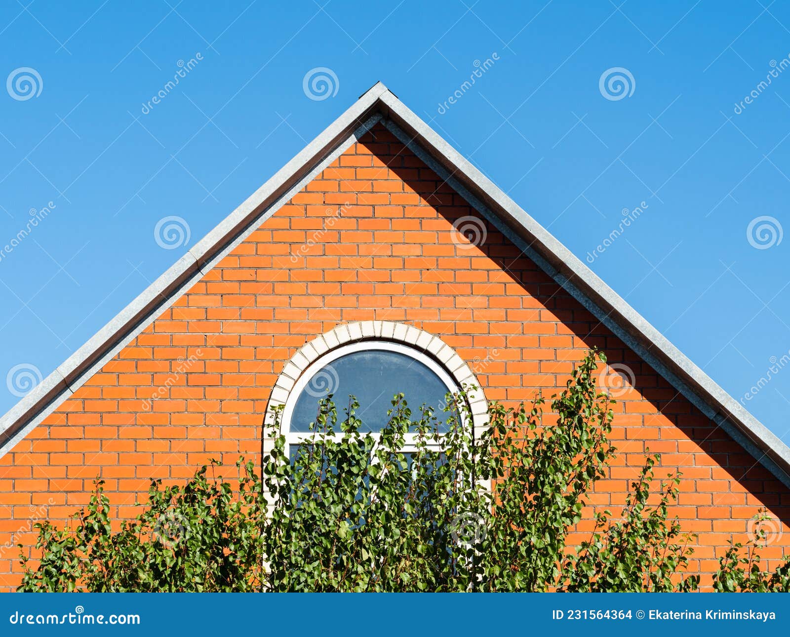 Blue Sky Over Gable Wall with Window of House Stock Photo - Image of ...