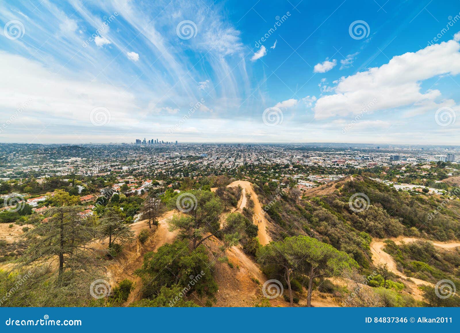 Blue sky over Los Angeles stock photo. Image of buildings - 84837346