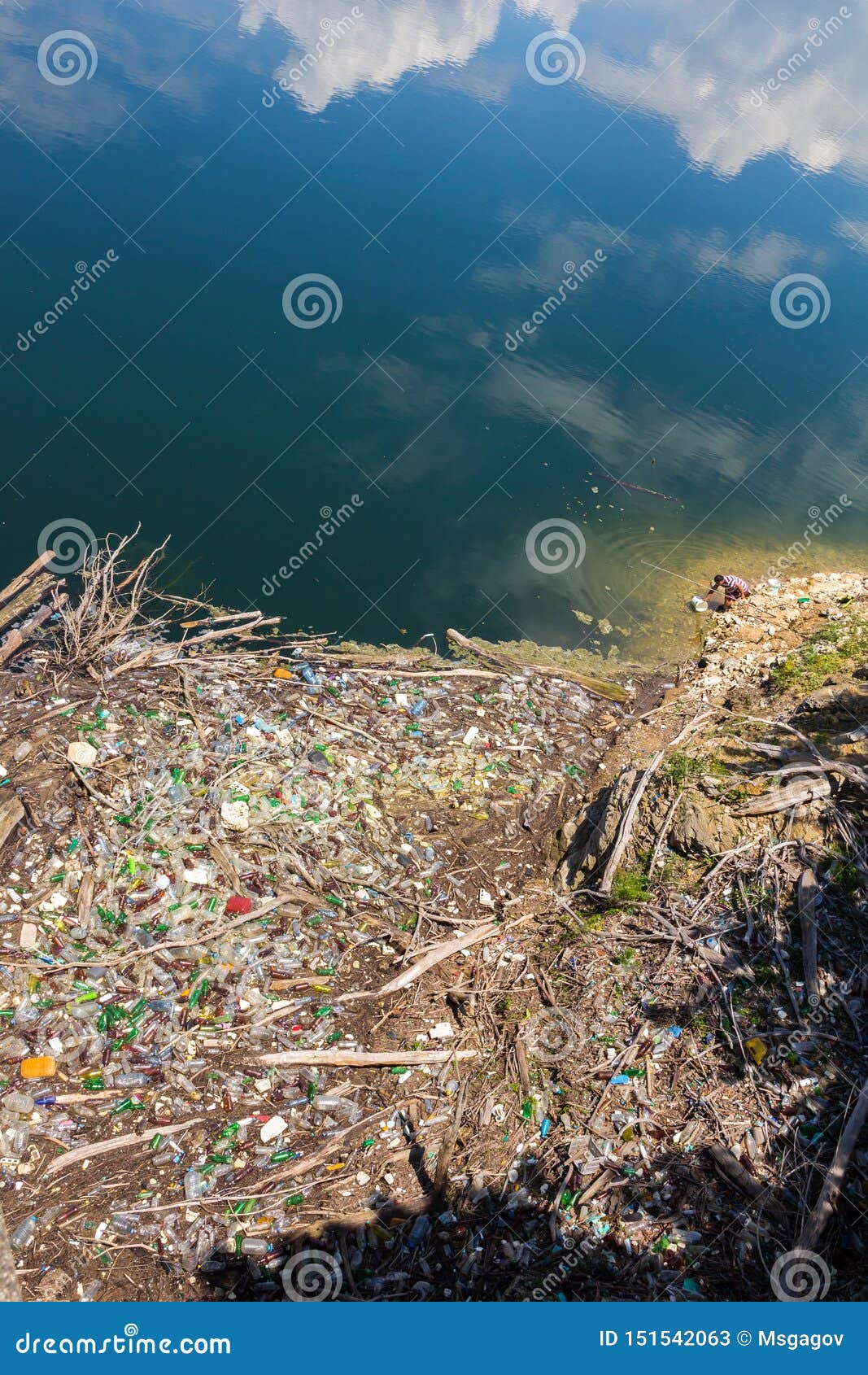 Blue Sky Over the Polluted River Stock Image - Image of nature ...