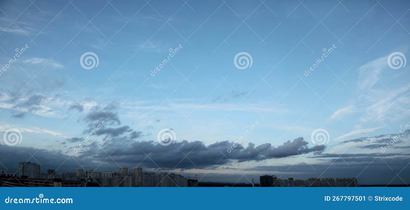 Blue Sky Panorama with Clouds Over Tops of Buildings Stock Image ...