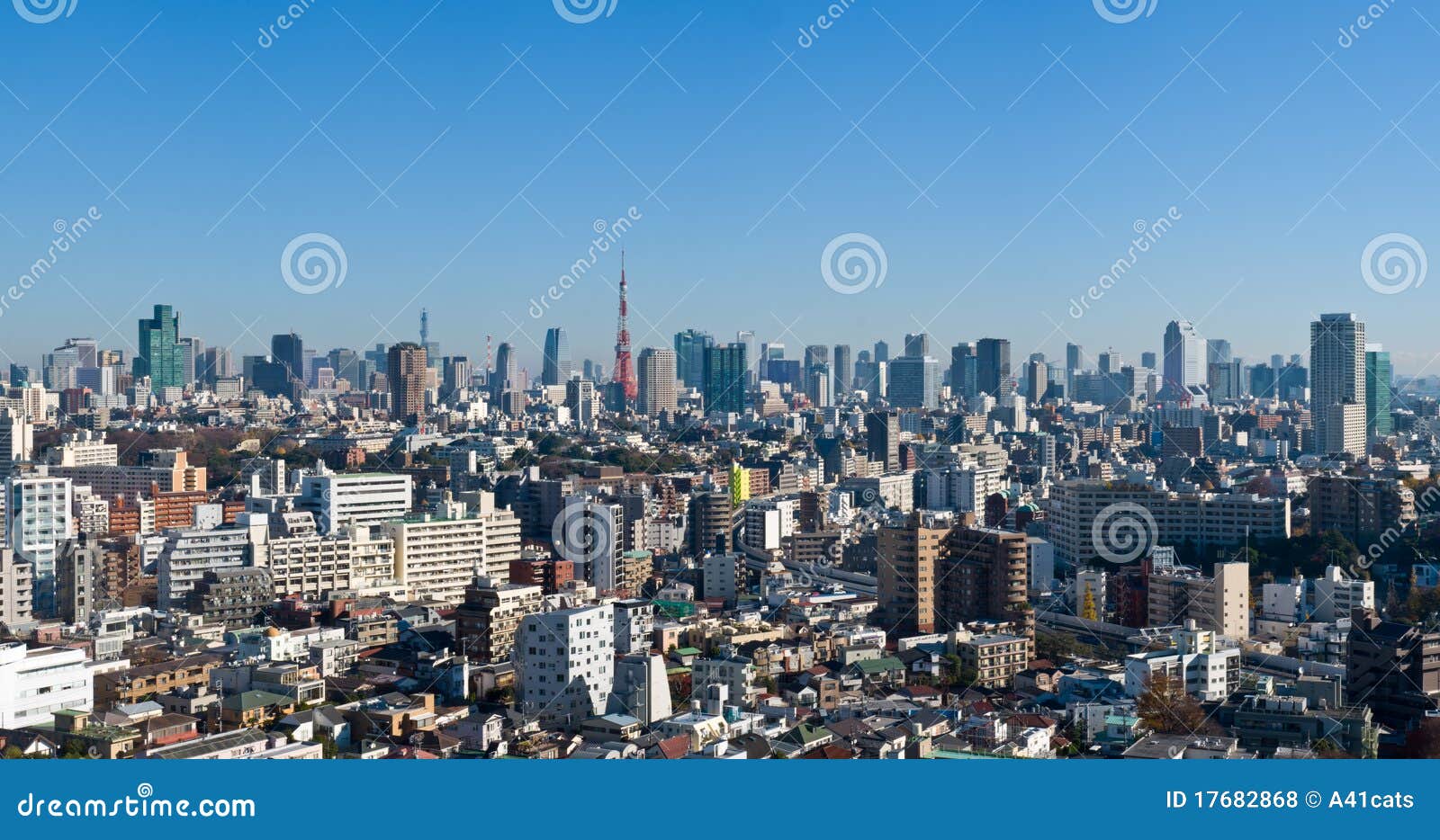 Blue Sky Panoramic View Over Downtown Tokyo Stock Photo - Image of ...