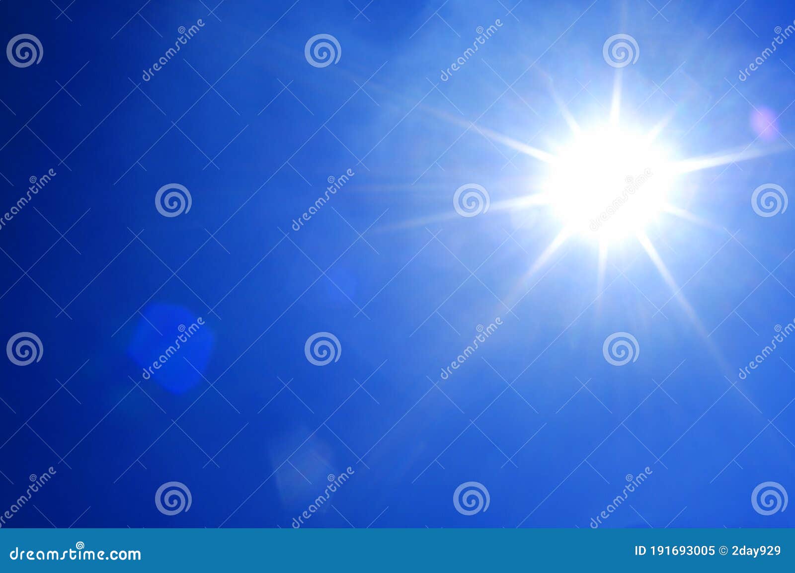 Blue Sky and Radiant Sun, Background, Nature Stock Image - Image of ...