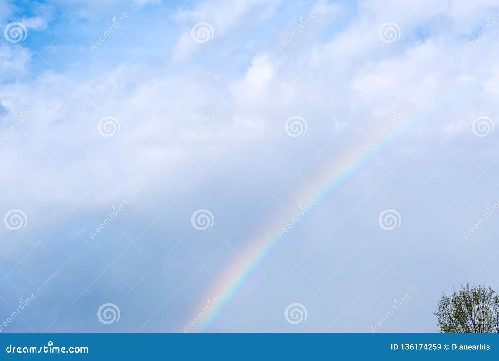 Landscape with Blue Sky and Rainbow Stock Image - Image of peaceful ...