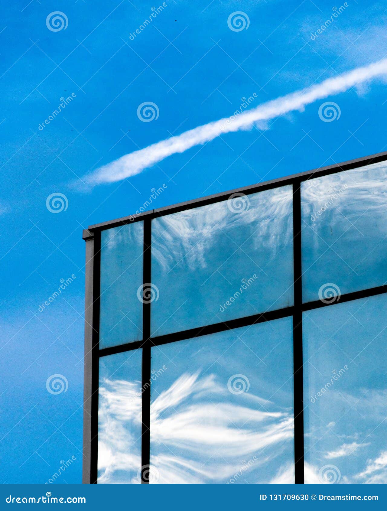 Blue Sky Reflection on Building Windows Stock Photo - Image of ...