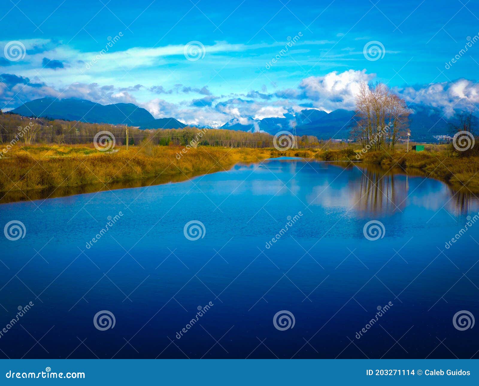 Blue sky and river stock photo. Image of dusk, cloud - 203271114