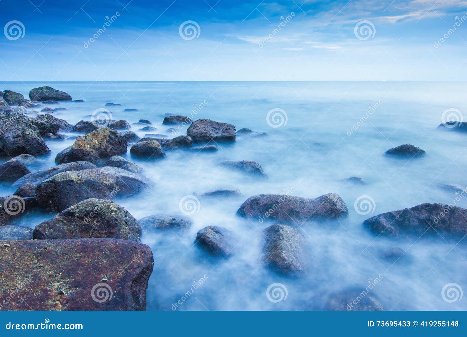 Blue Sky Rock Beach Natural Scenery Stock Image - Image of beautiful ...