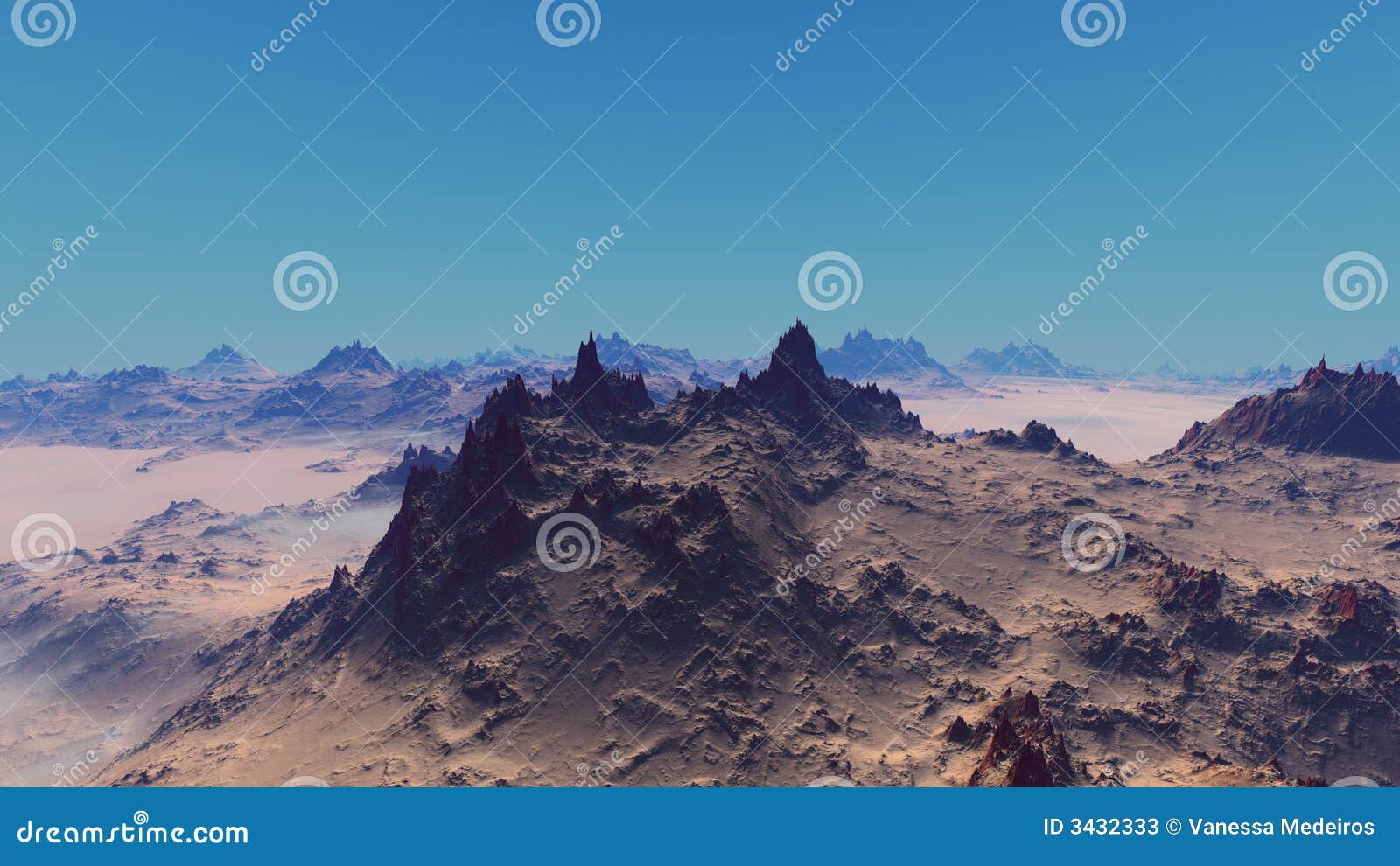 Blue Sky Sand Desert Landscape Stock Illustration - Illustration of ...