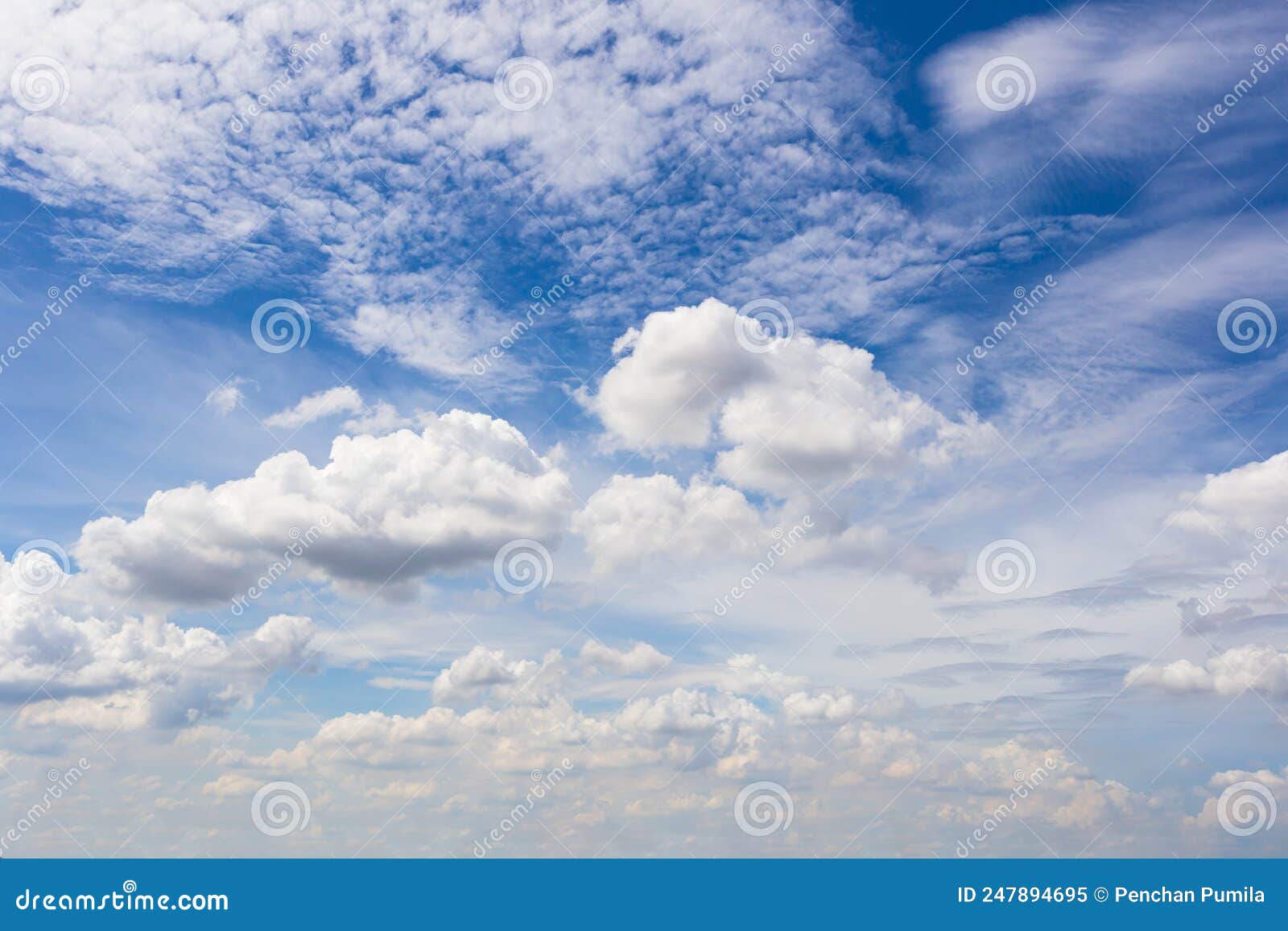 Blue Sky with Scattered Clouds Stock Image - Image of horizontal ...