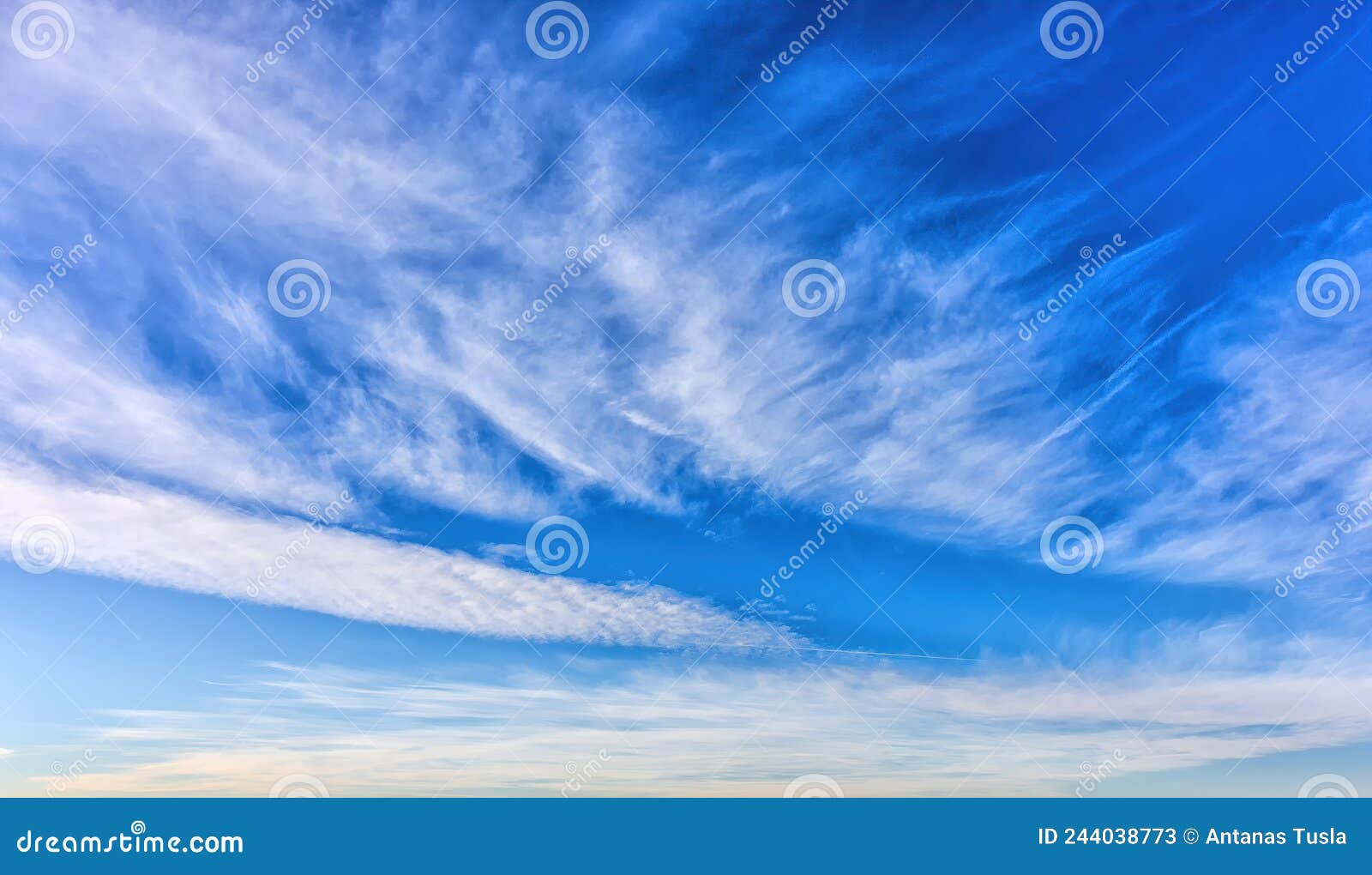 Blue Sky with Scattered Clouds Blown by the Wind Stock Image - Image of ...