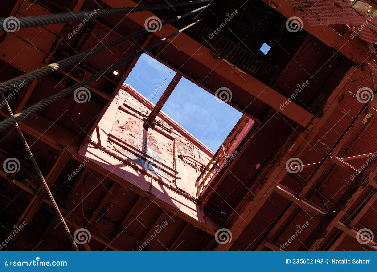 Blue Sky Seen through a Rectangular Opening in the Roof of a Large ...