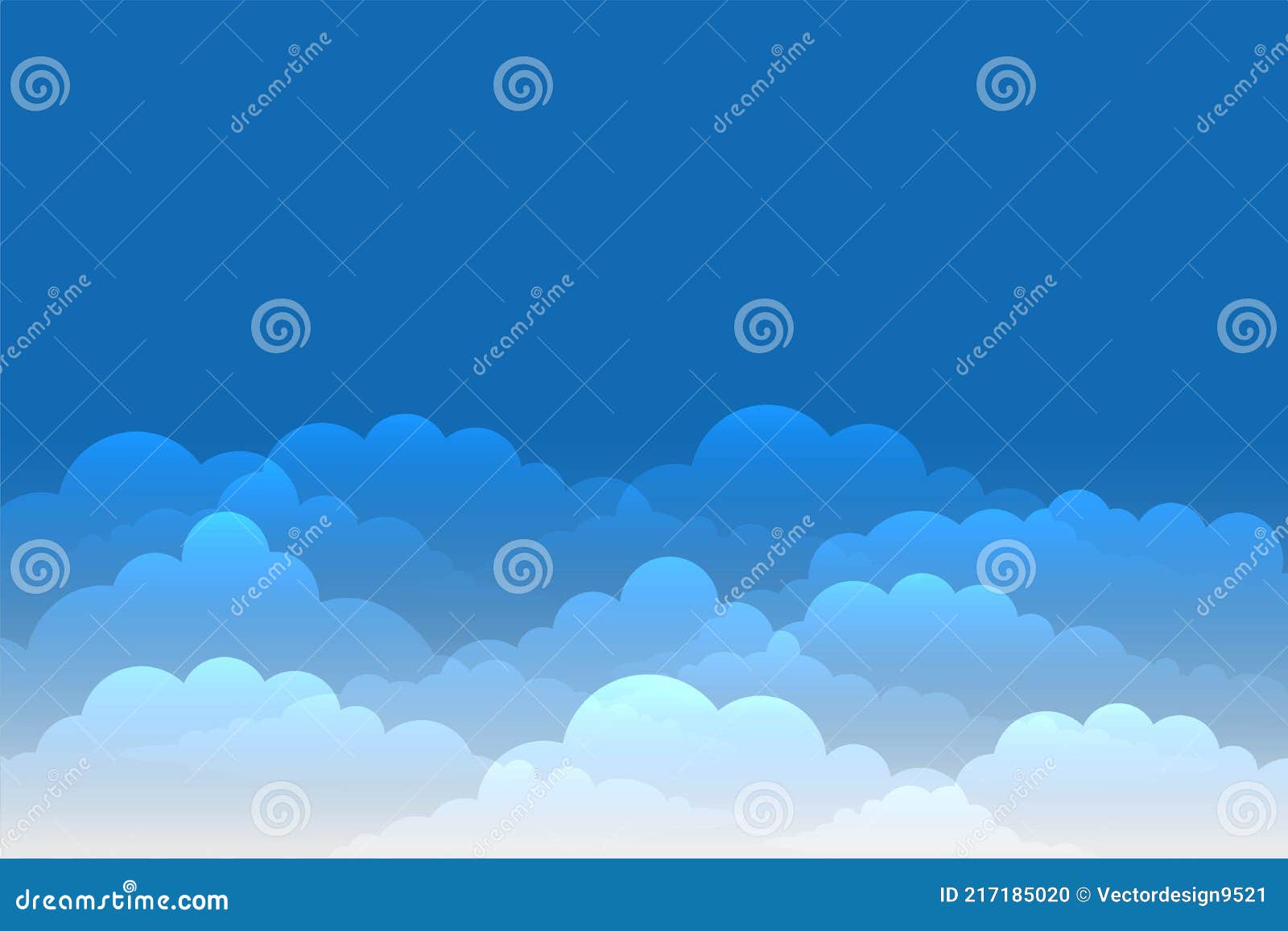 Blue Sky with Shiny Clouds Background Design Stock Vector ...