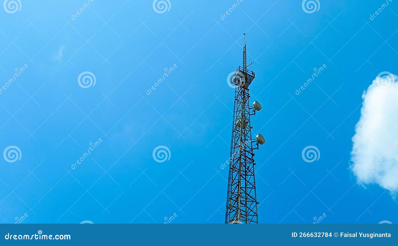 Blue Sky Signal Tower stock photo. Image of cloud, light - 266632784