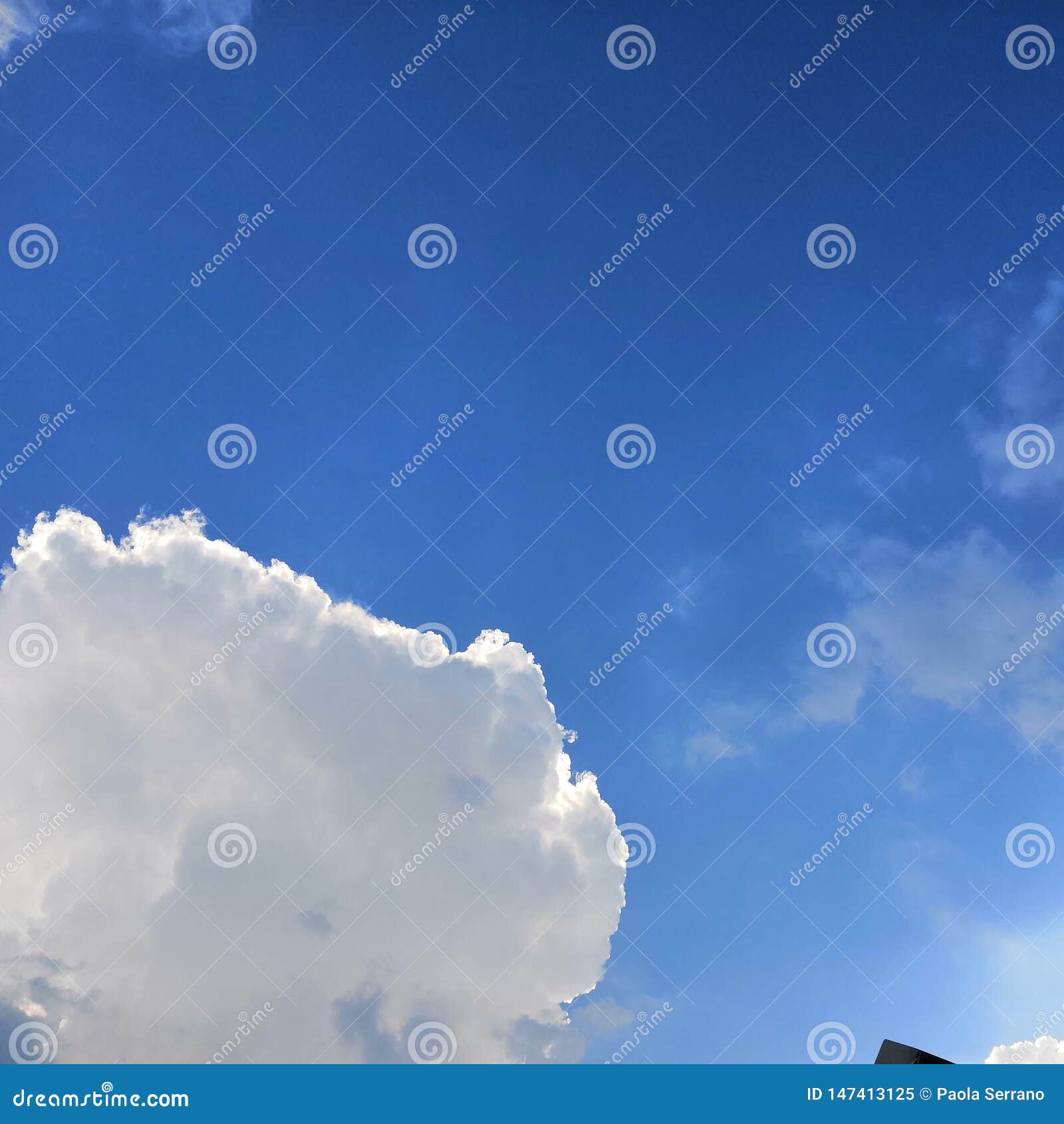 Blue Sky with Single Cloud Sunny Stock Image - Image of view, glass ...