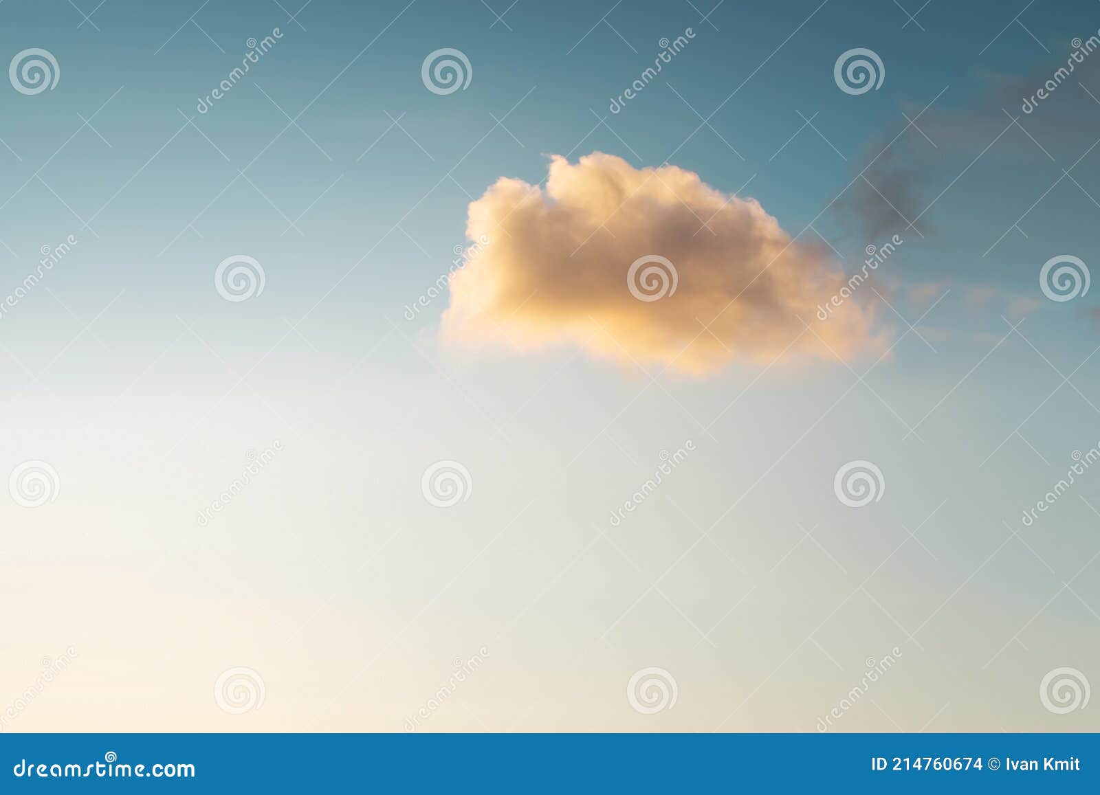 Blue Sky and Small Fluffy Single Cloud Stock Photo - Image of ...