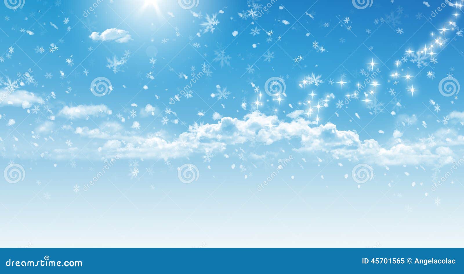 Blue sky with snowflakes stock image. Image of santa - 45701565