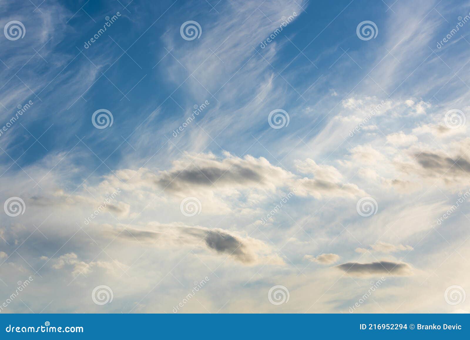 Blue Sky with Spring Clouds Background Stock Photo - Image of blue ...