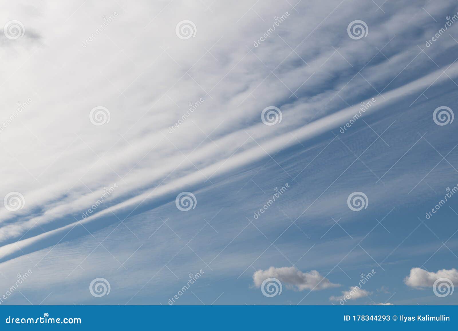 Blue Sky with Stripes Clouds Stock Image - Image of clouds, blue: 178344293