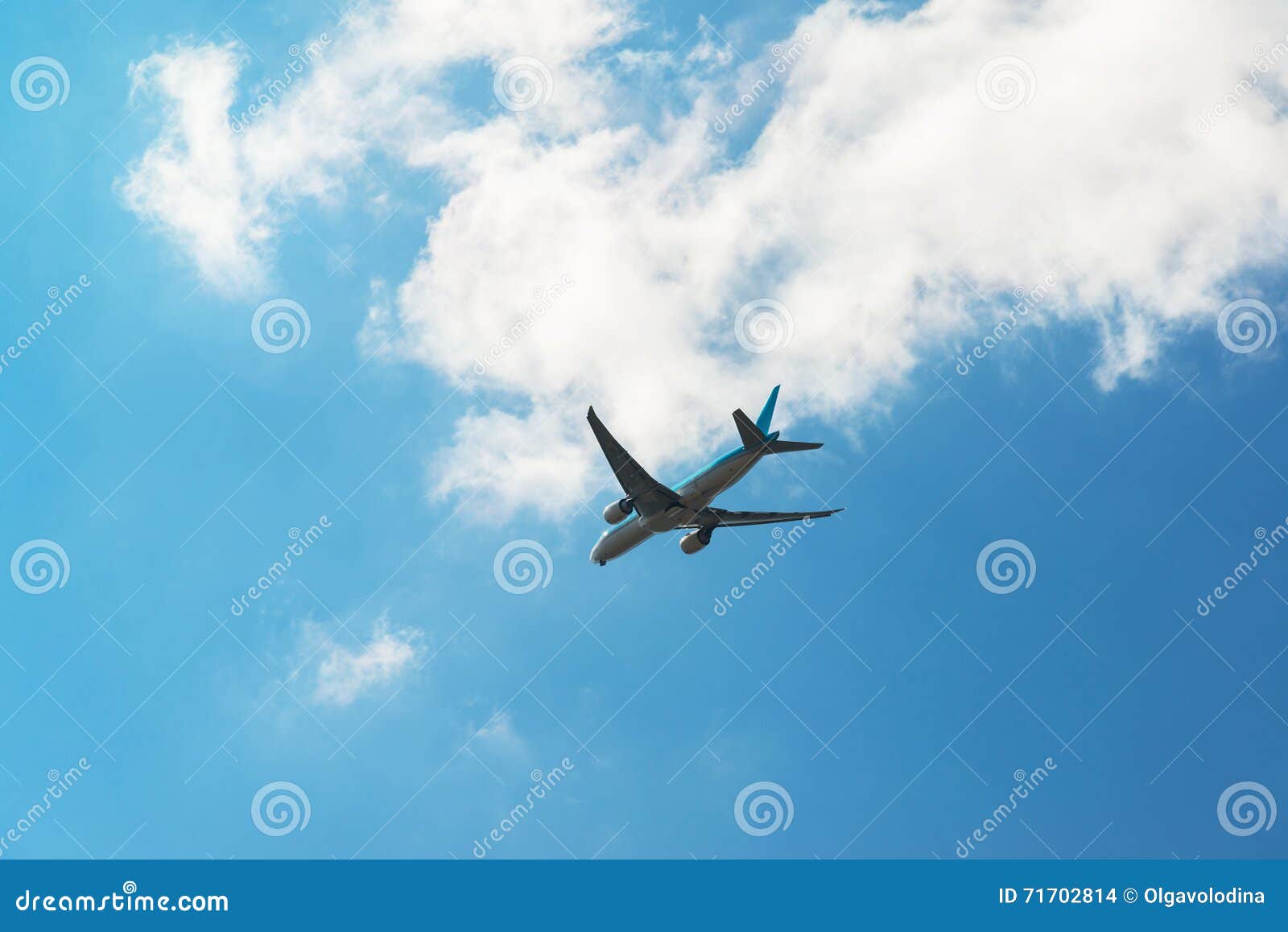 Blue Sky on Summer Day with Plane Stock Photo - Image of clouds ...