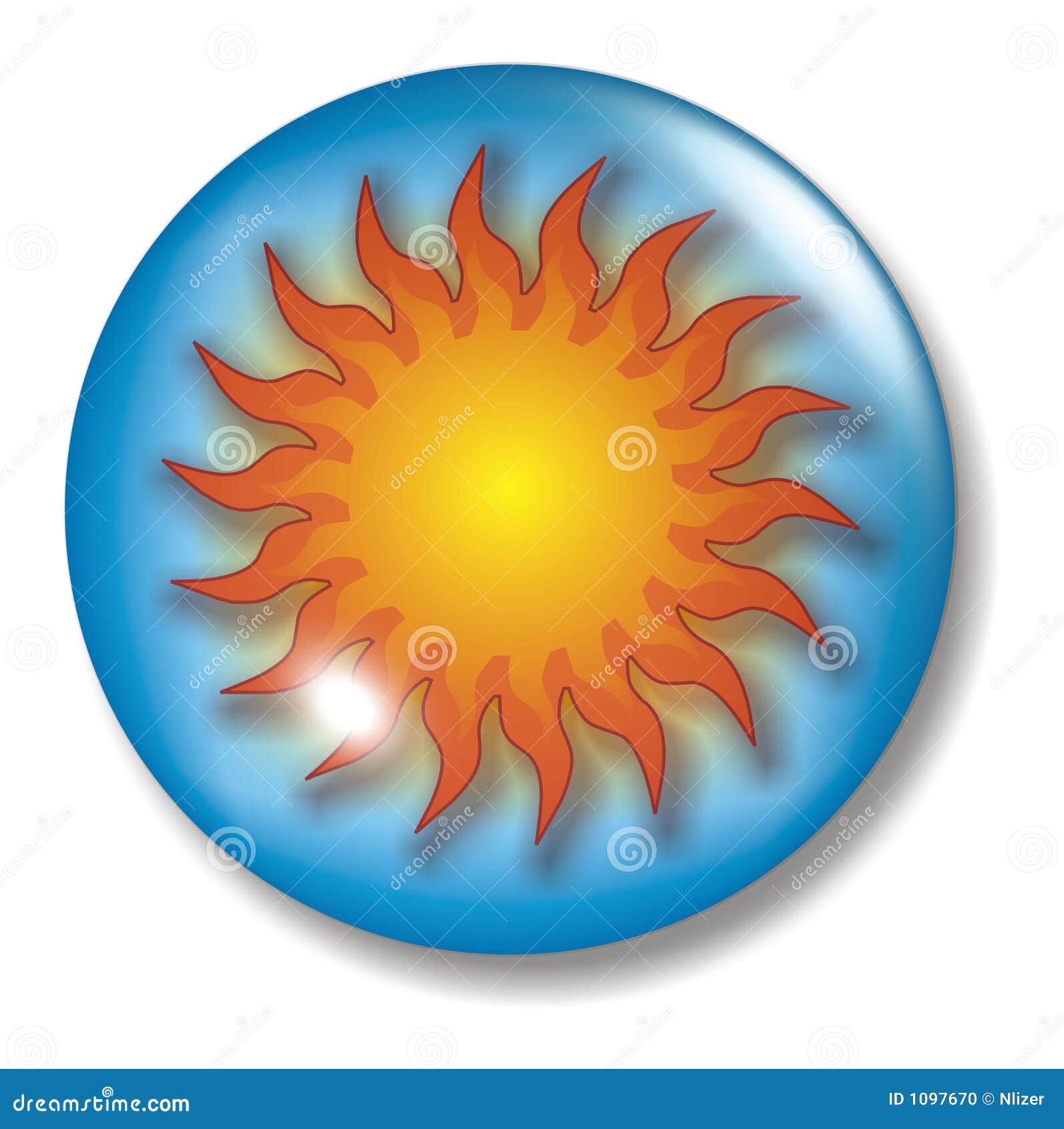 Blue Sky Sun Button Orb stock illustration. Illustration of clear - 1097670