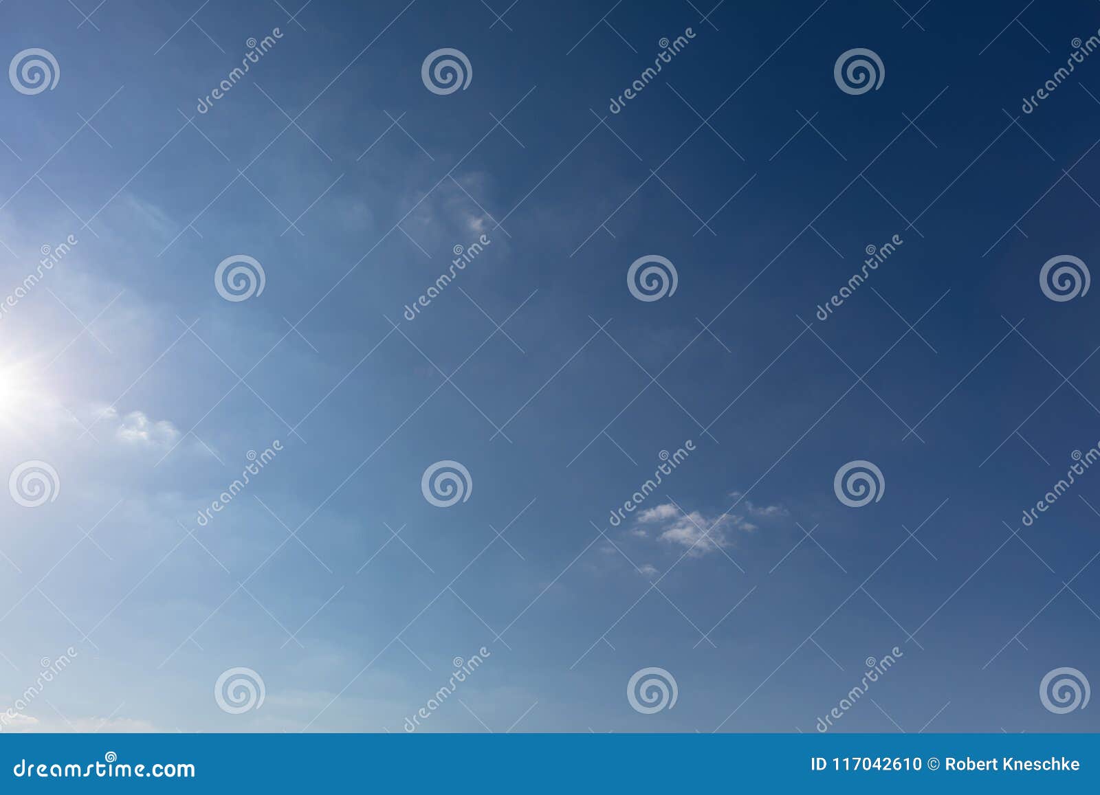 Blue Sky with Sun on the Edge and Clouds Stock Photo - Image of nature ...