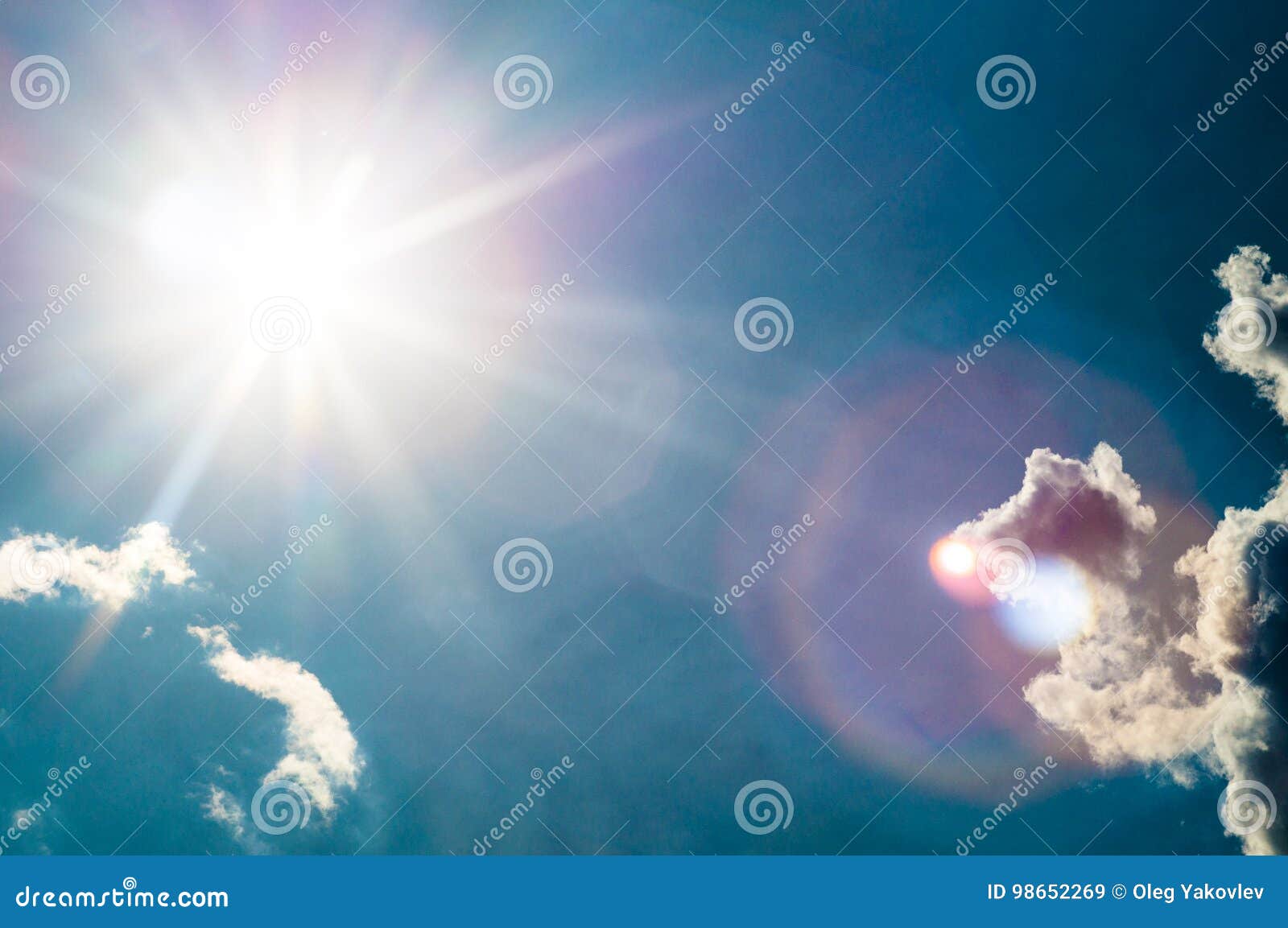 Blue sky with sun flares stock image. Image of beautiful - 98652269