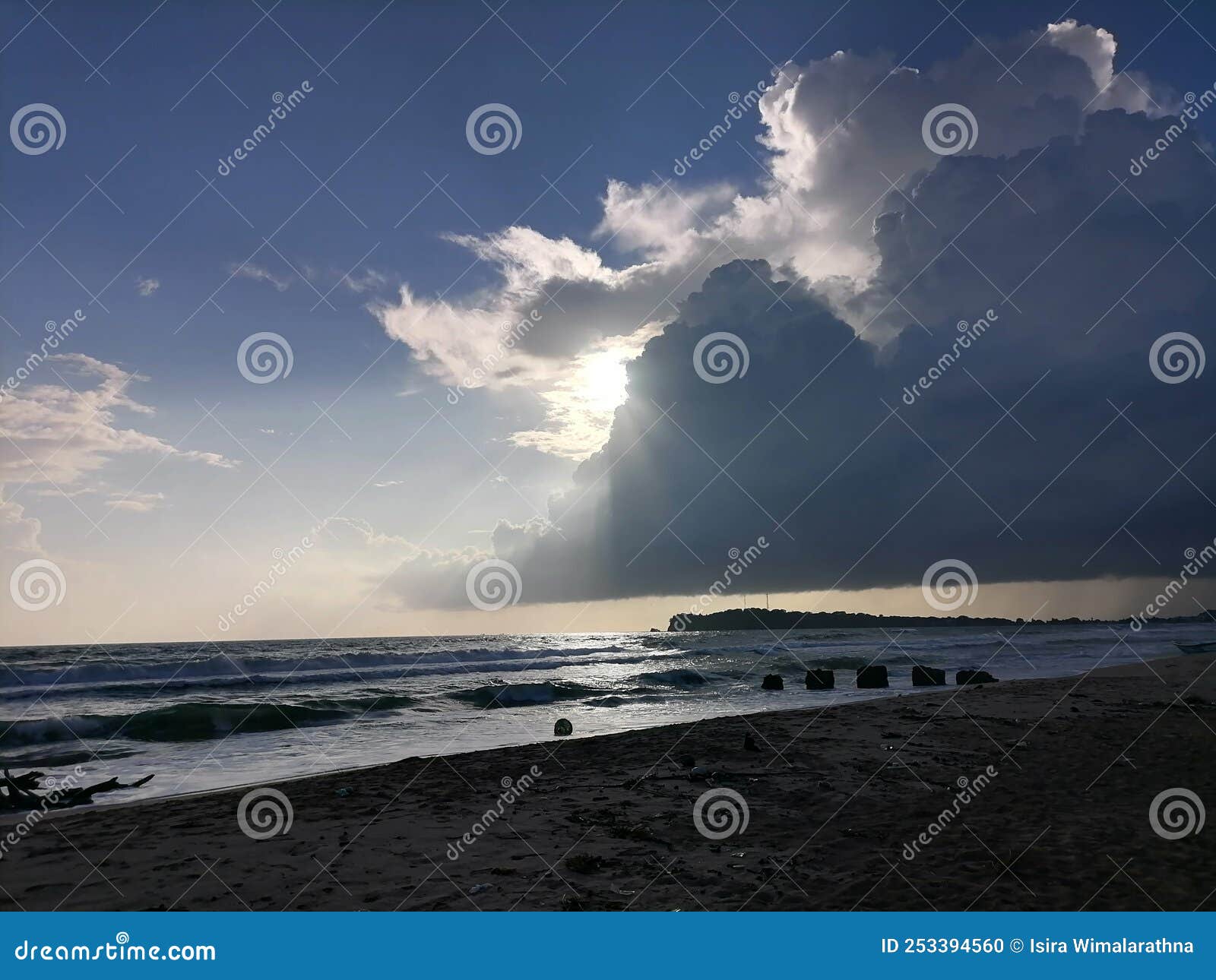 Blue sky sun stock photo. Image of morning, shore, horizon - 253394560