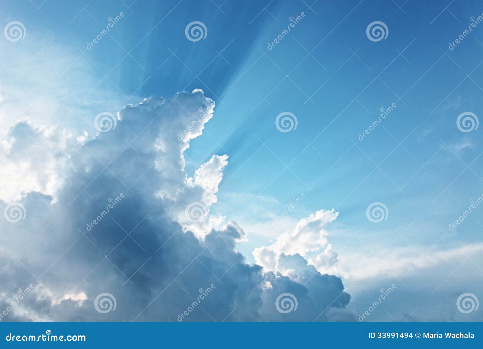 Blue sky with sun rays stock photo. Image of clear, perfection - 33991494