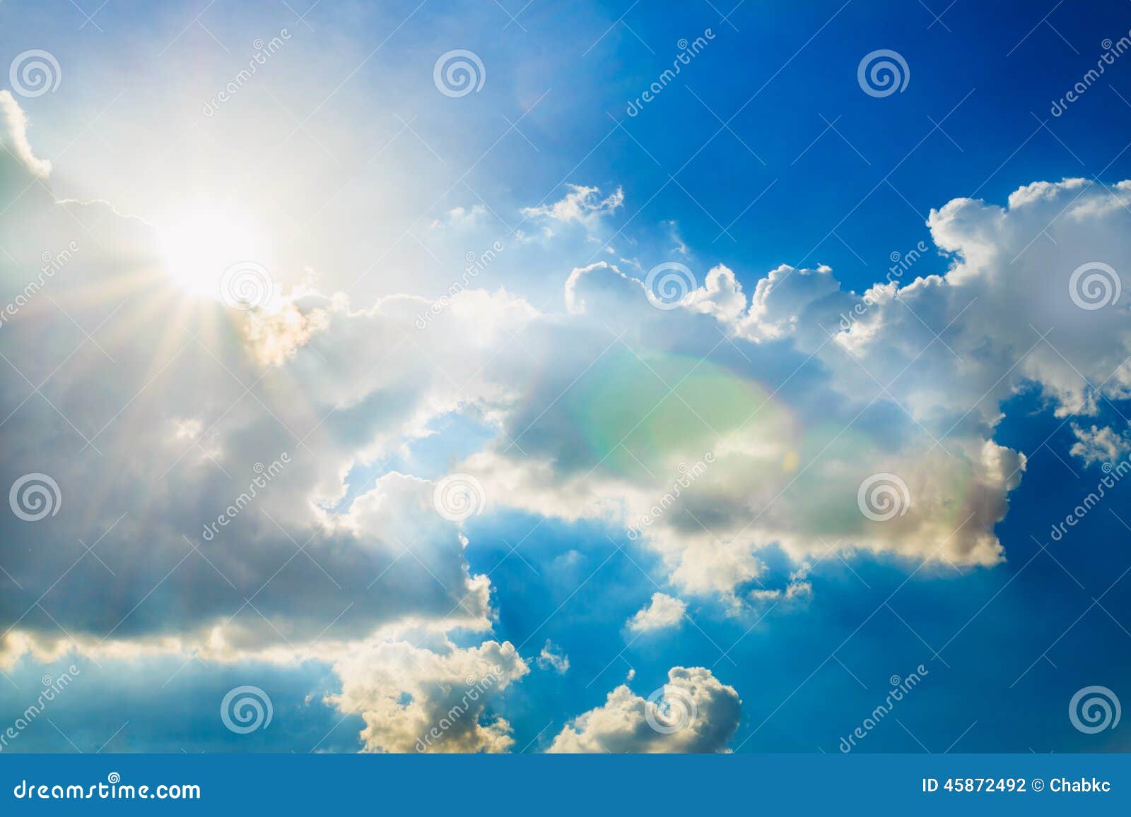 Blue sky with the sun rays stock photo. Image of scene - 45872492
