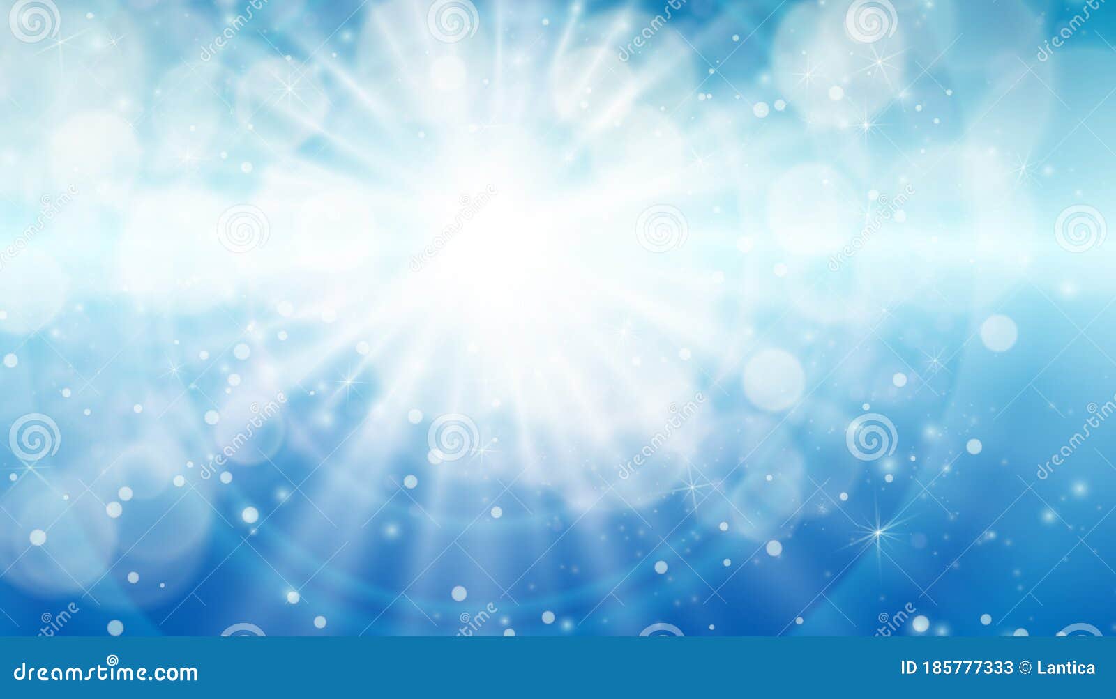 Blue Sky and Sun. Realistic Blur Design with Burst Rays. Abstract ...