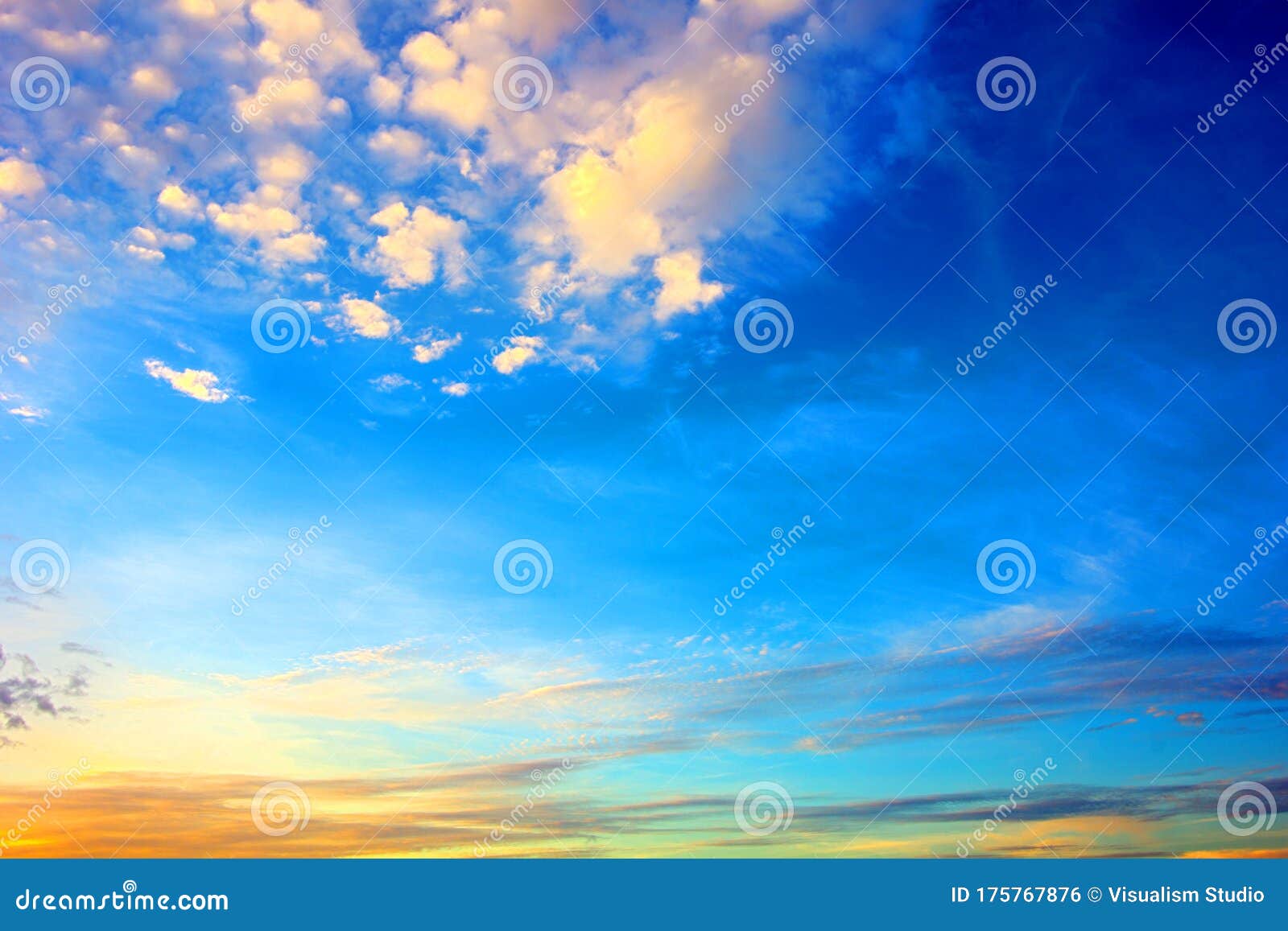 Blue Sky and Sunrise Overlay Clouds and Beautiful Blue Sky Background ...