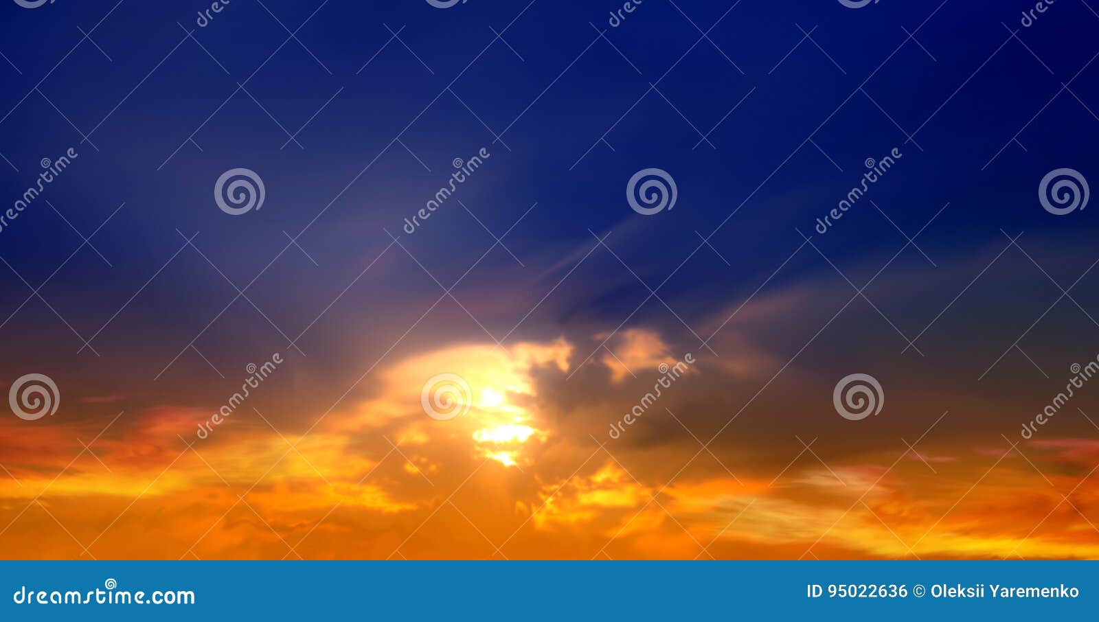 Blue sky in sunset stock photo. Image of rays, orange - 95022636